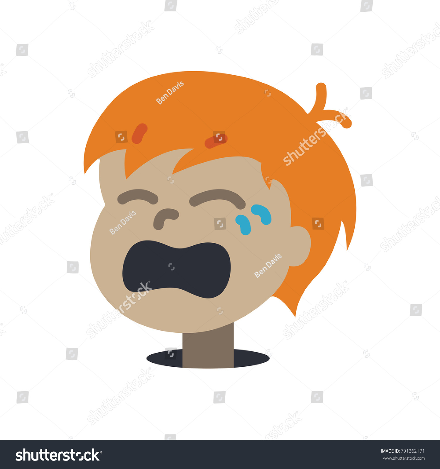 Cartoon Avatars Crying Boy Stock Vector (Royalty Free) 791362171