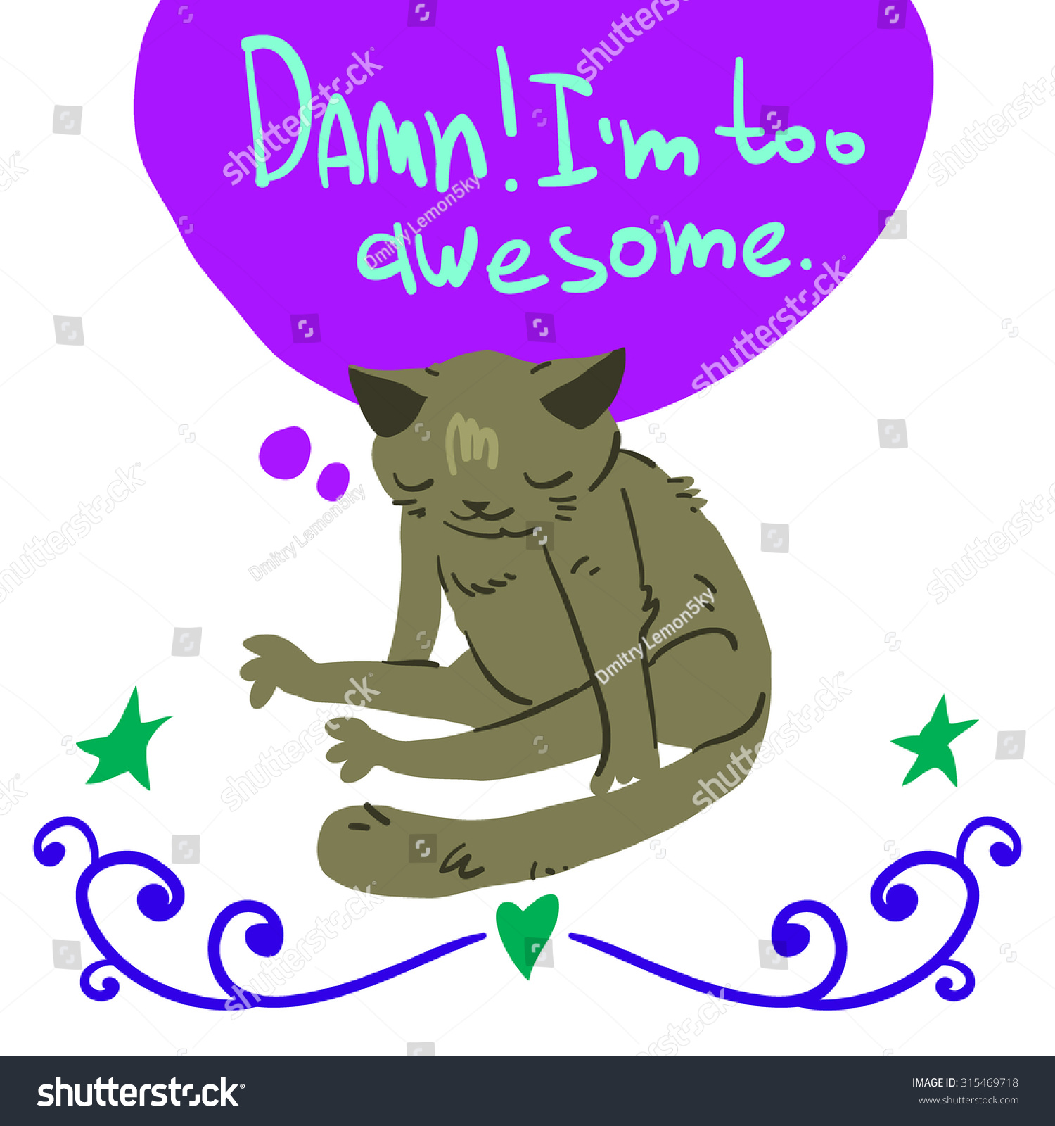Cartoon Awesome Cat Mascot Vector Illustration Stock Vector Royalty Free 315469718 Shutterstock