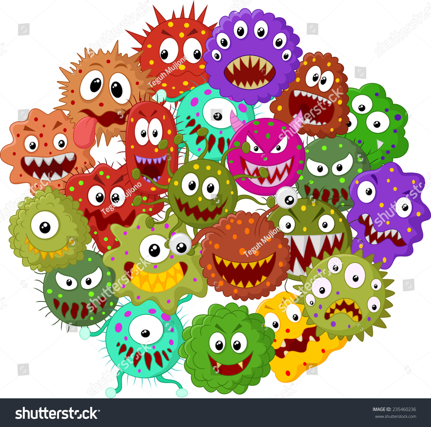 Cartoon Bacteria Collection Set Stock Vector 235460236 - Shutterstock
