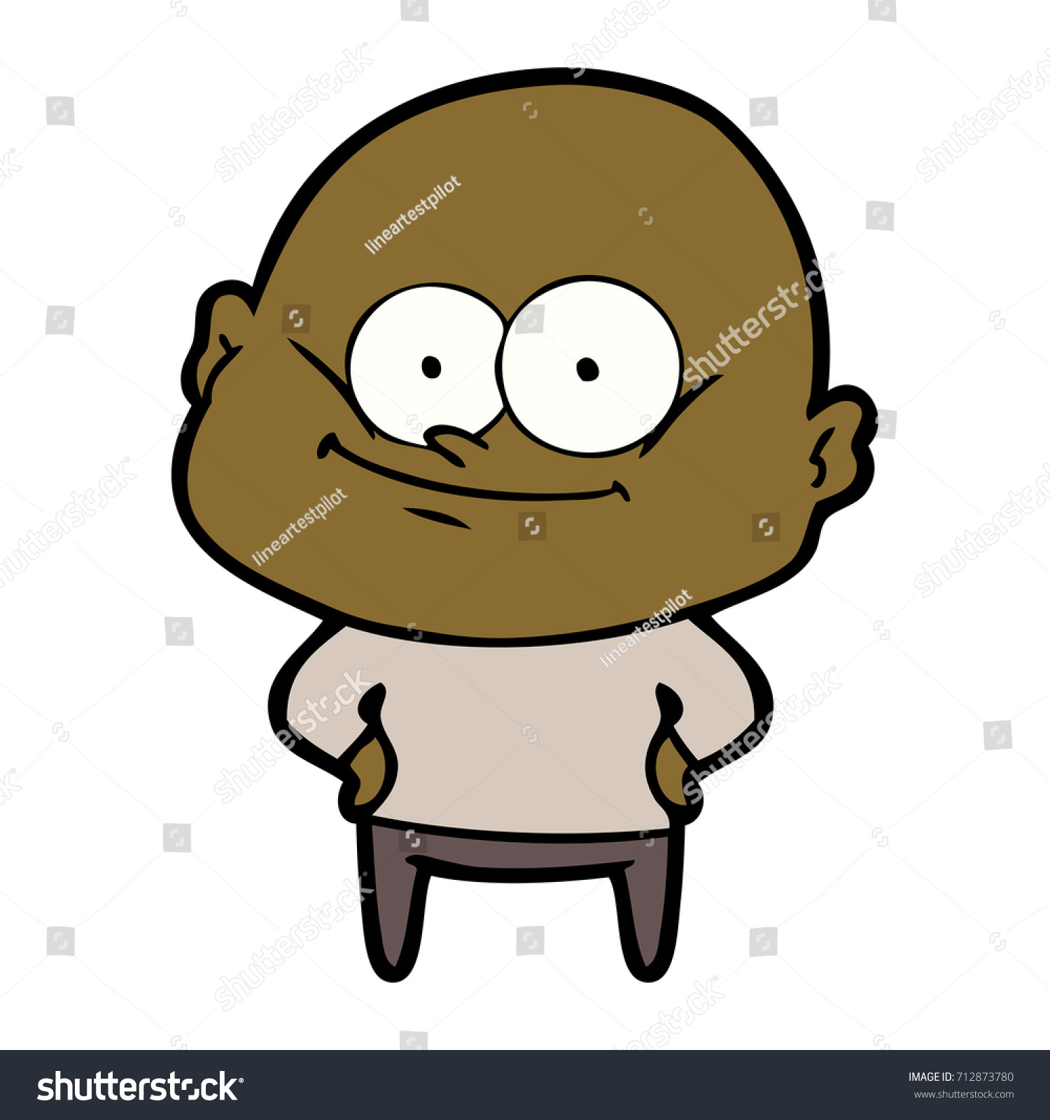 caricatura de un calvo mirando fijamente: vector de stock (libre de ...
