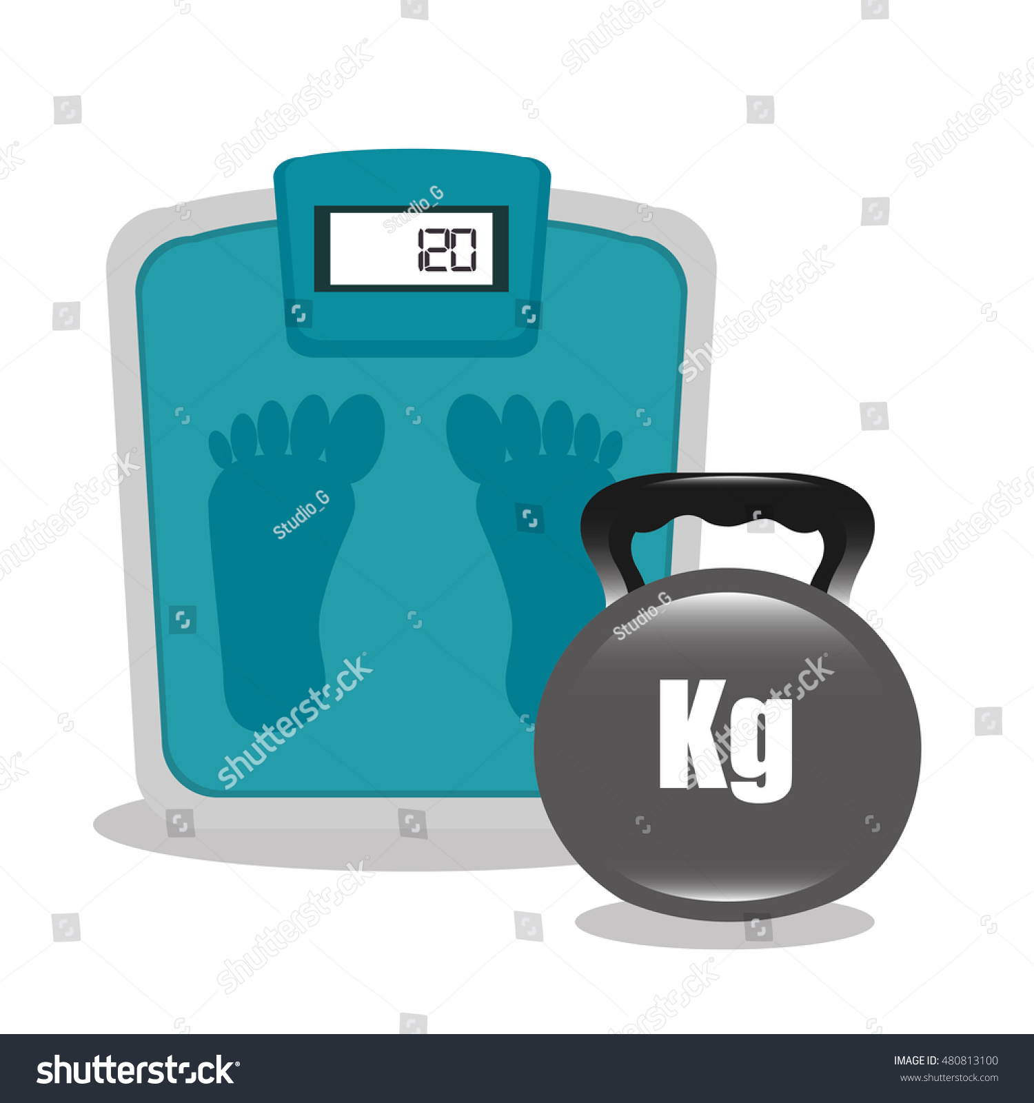 Cartoon Bathroom Scale Dumbbell Elements Design Stock Vector (Royalty ...