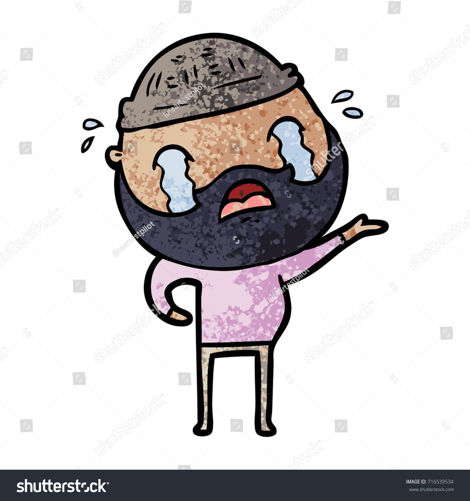 Cartoon Bearded Man Crying Stock Vector (Royalty Free) 716539534 ...