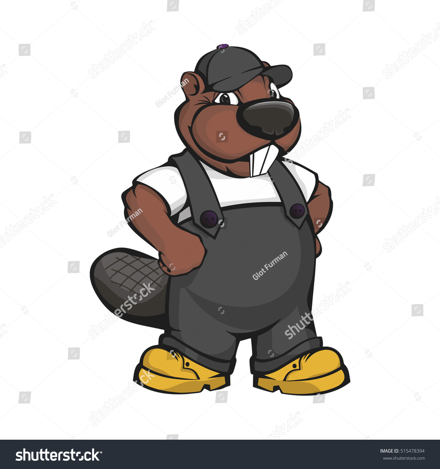 Cartoon Beaver Builder Vector Illustration Stock Vector (Royalty Free ...