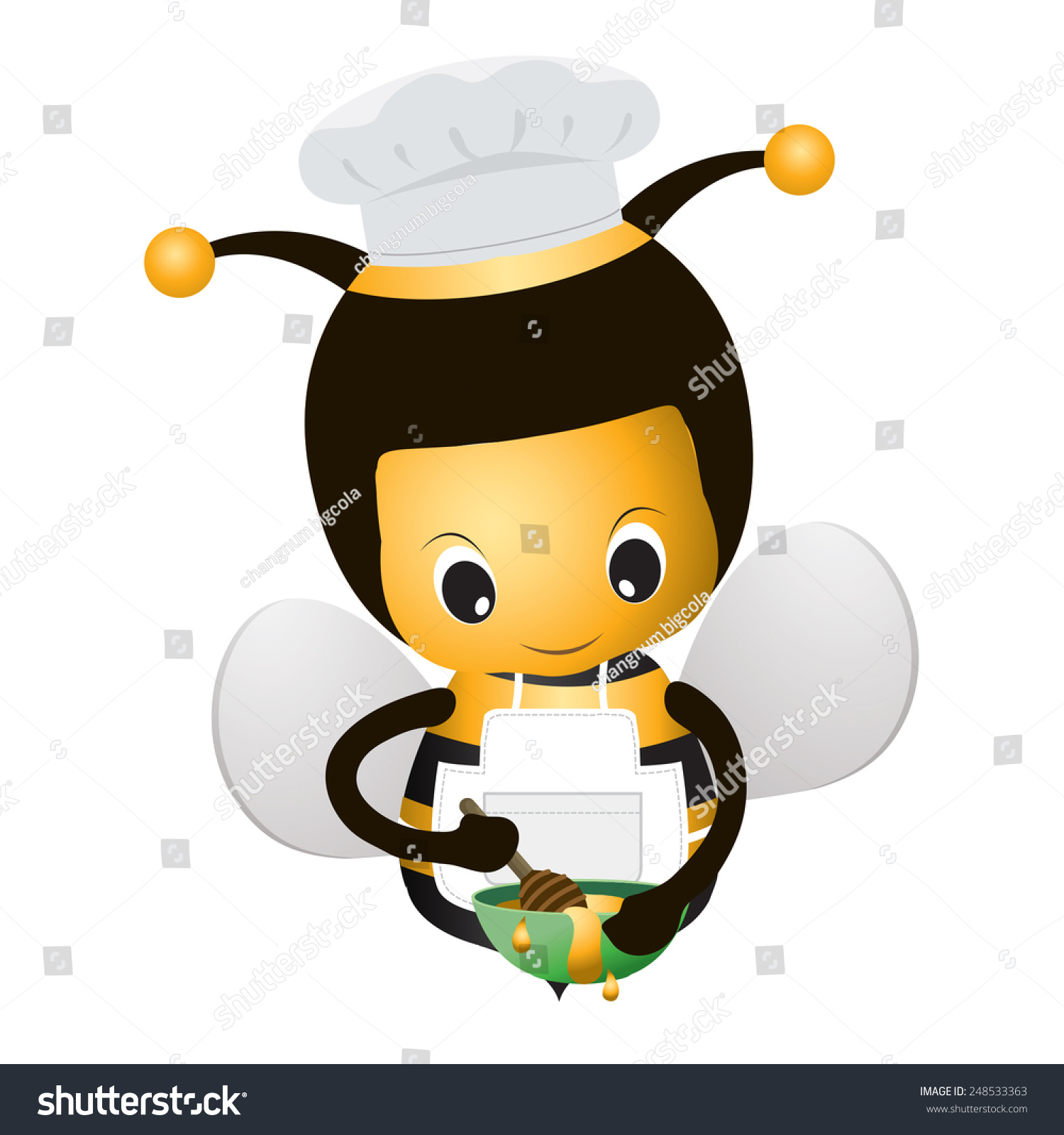Cartoon Bee Chef Cooking: vector de stock (libre de regalías) 248533363 ...