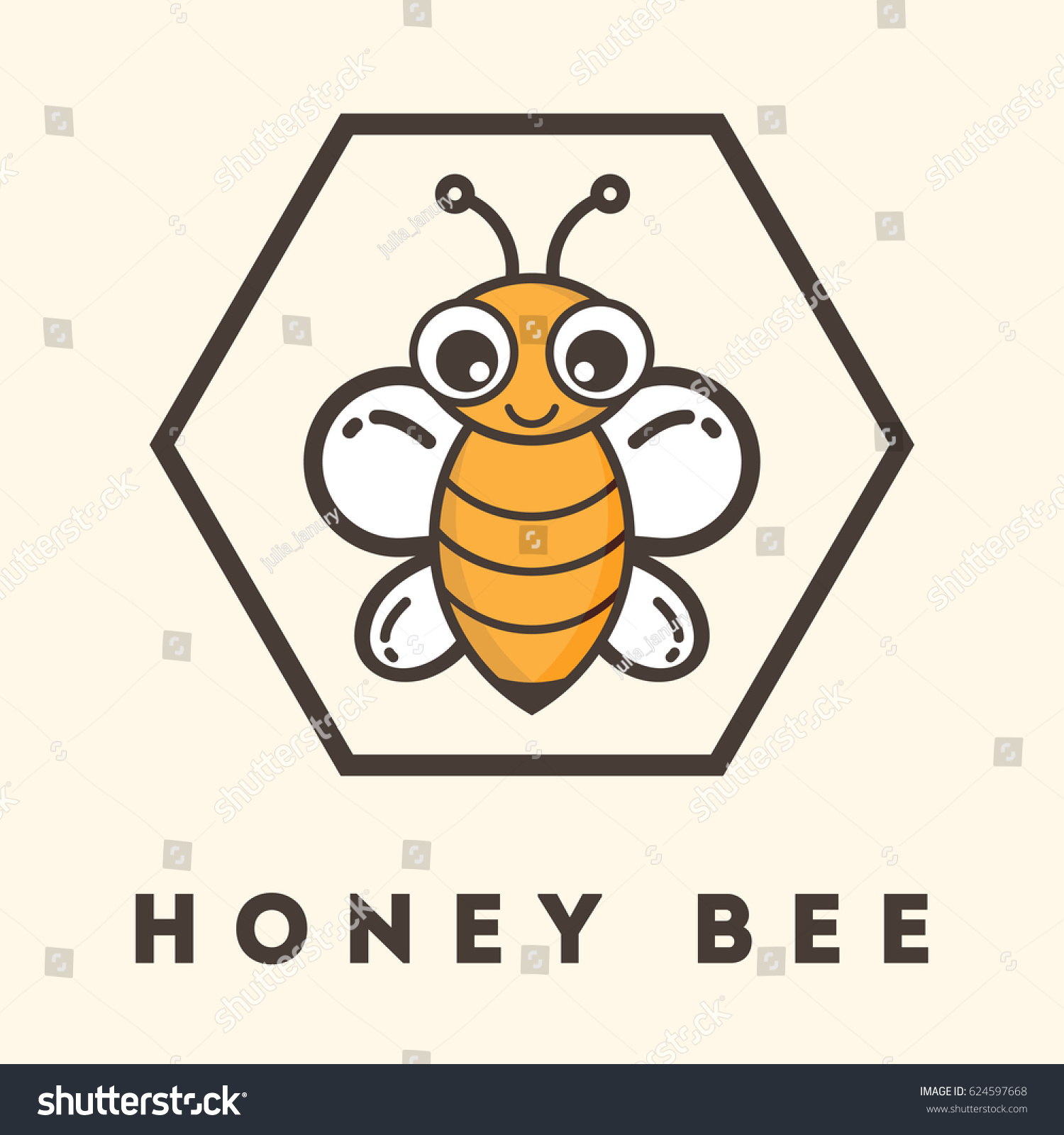 Cartoon Bee Label Stock Vector (Royalty Free) 624597668 | Shutterstock