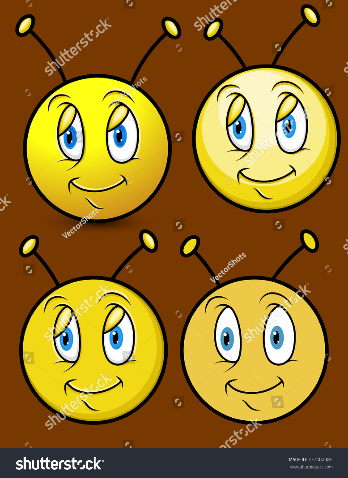Cartoon Bee Smiley Faces Stock Vector (Royalty Free) 377402989