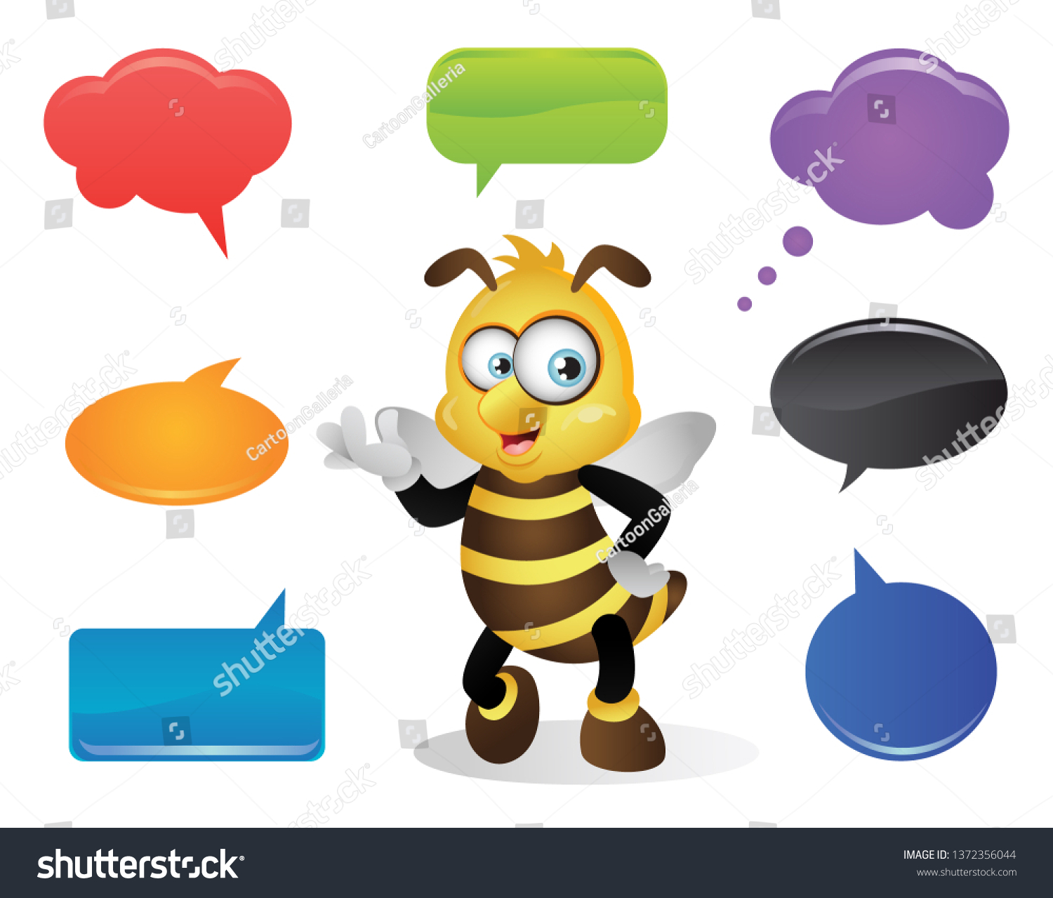 Cartoon Bee Talking Speech Bubbles Stock Vector (Royalty Free) 1372356044