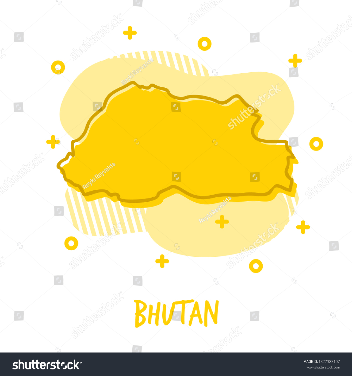 Vektor Stok Cartoon Bhutan Map (Tanpa Royalti) 1327383107 | Shutterstock