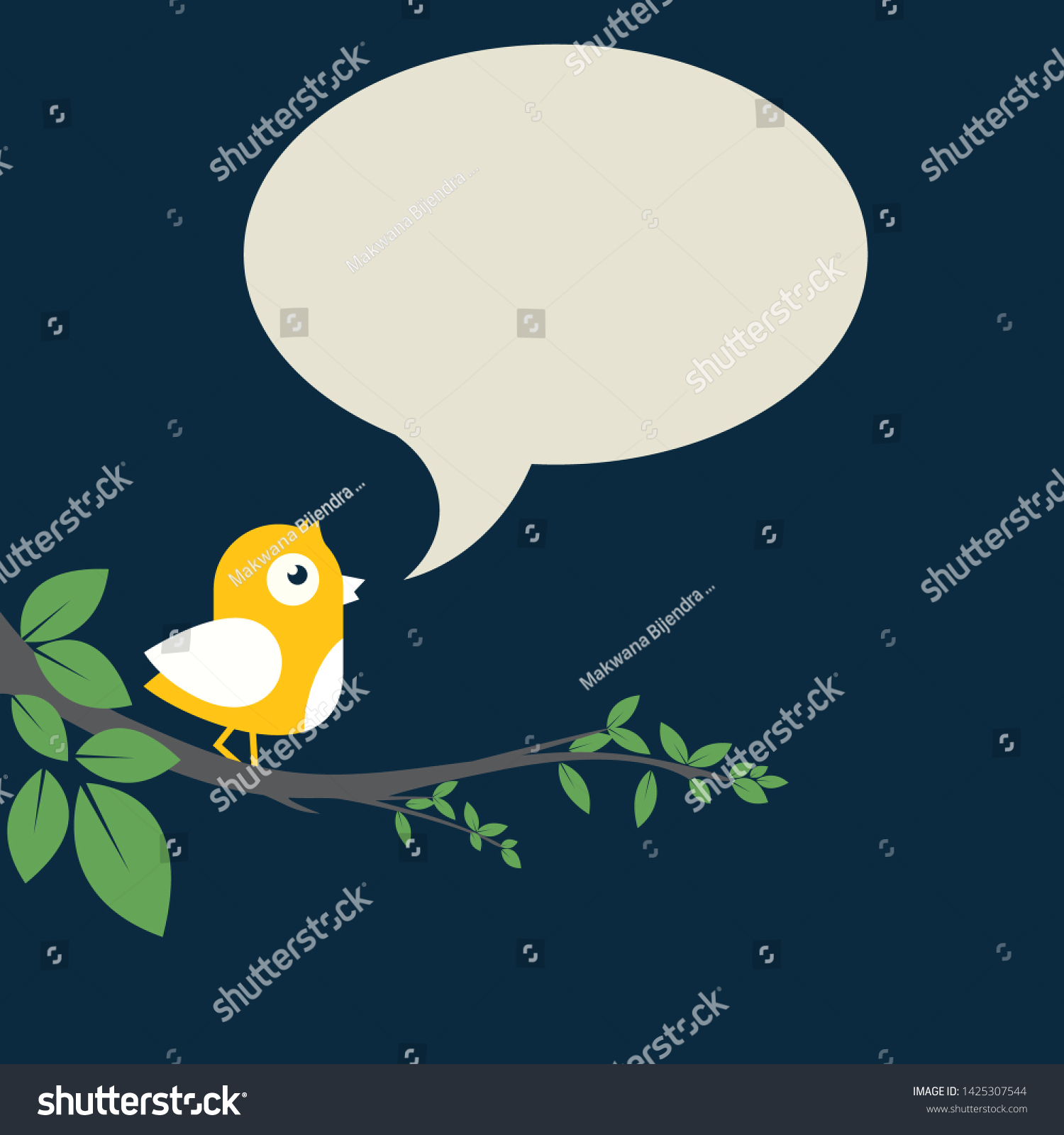 Cartoon Bird Speech Bubble Stock Vector (Royalty Free) 1425307544