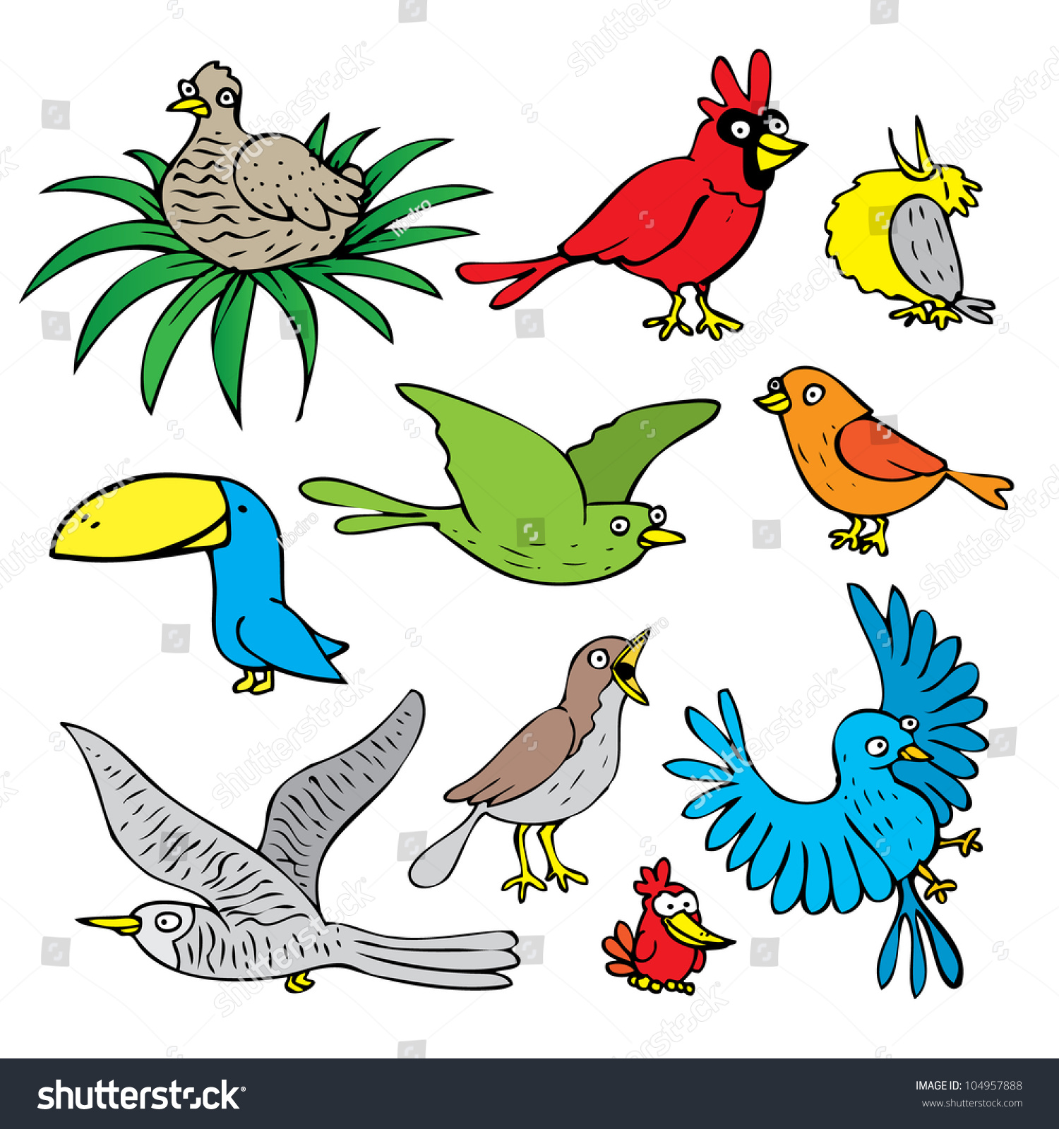 Cartoon Birds Stock Vector (Royalty Free) 104957888