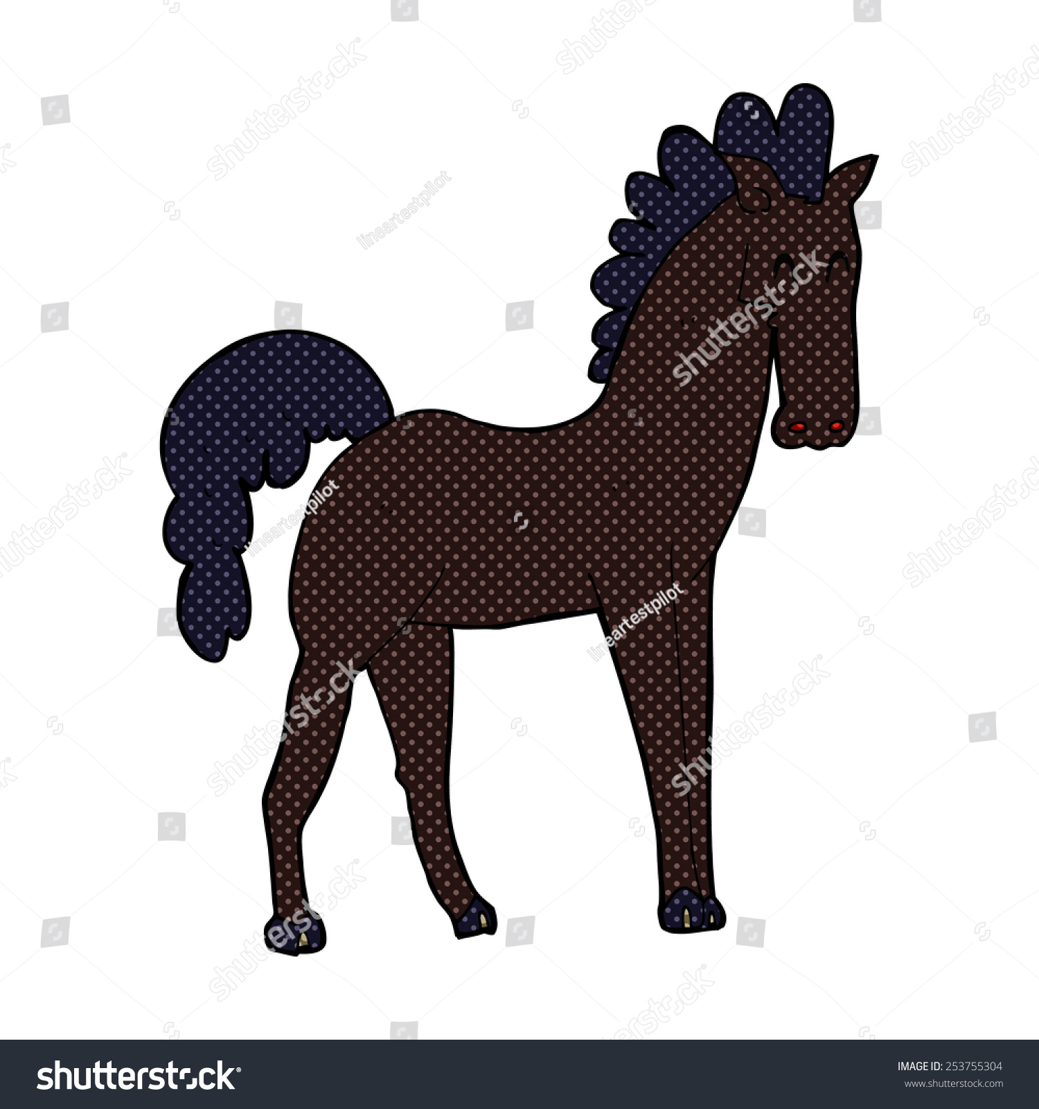 Cartoon Black Stallion Stock Vector (Royalty Free) 253755304