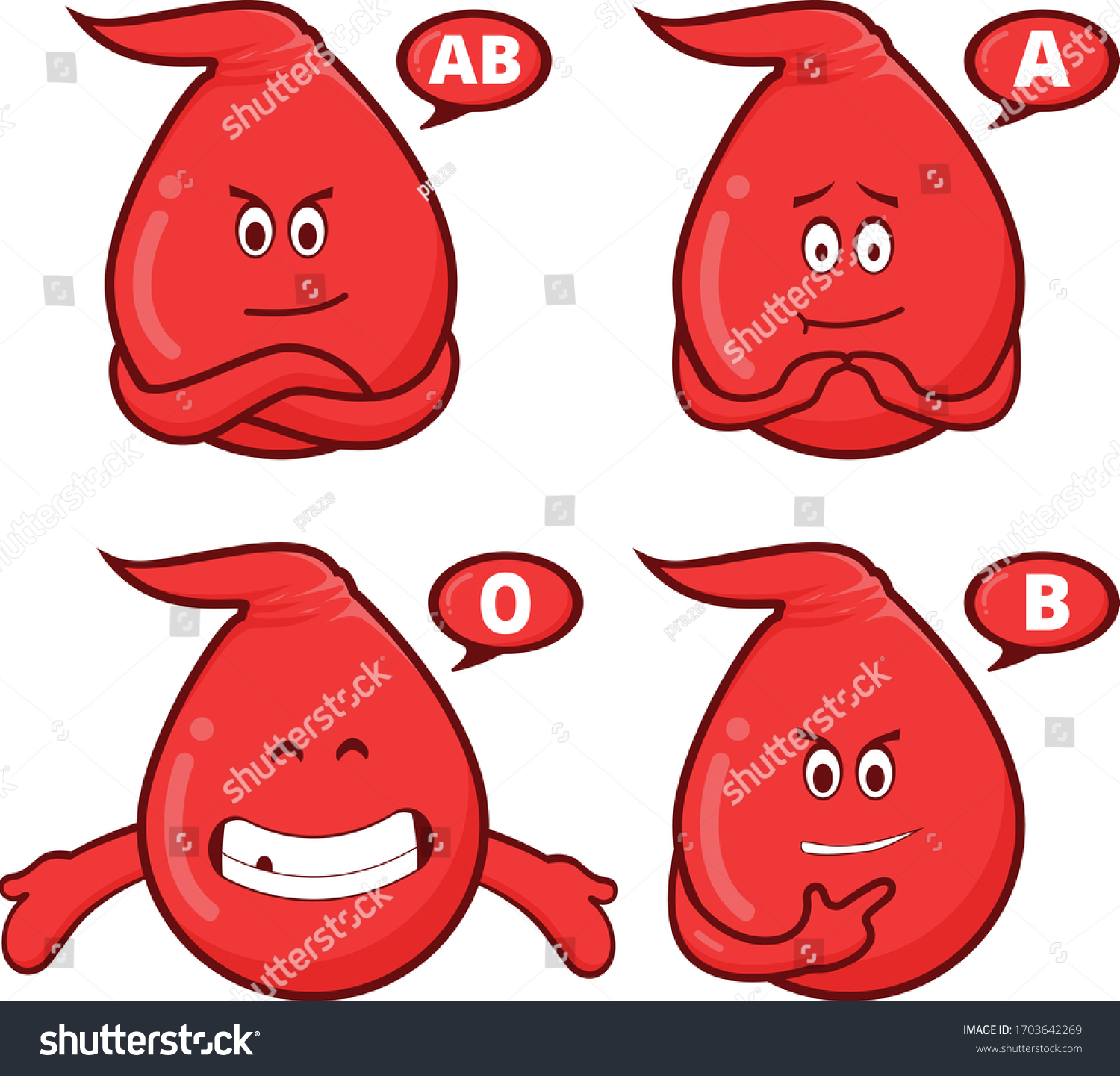 Cartoon Blood Type Vector Design Stock Vector (Royalty Free) 1703642269