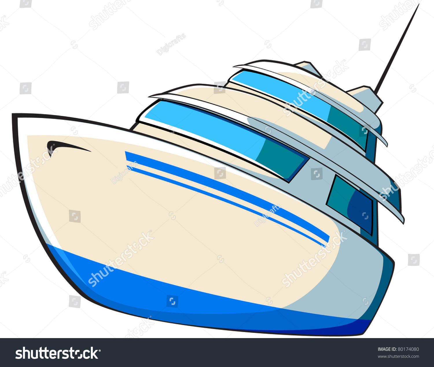Cartoon Blue Boat Stock Vector 80174080 - Shutterstock