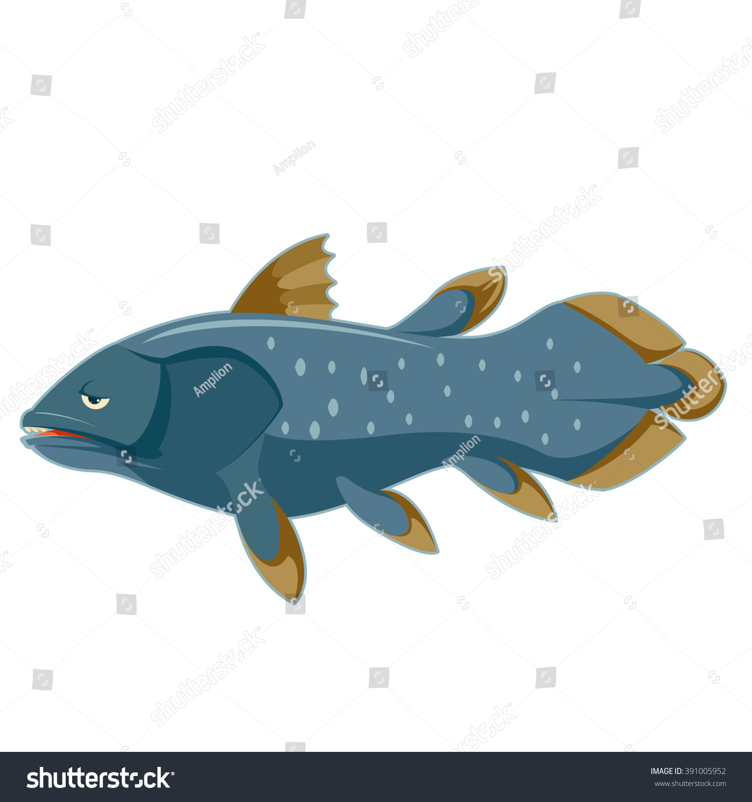 Cartoon Blue Coelacanth: vector de stock (libre de regalías) 391005952