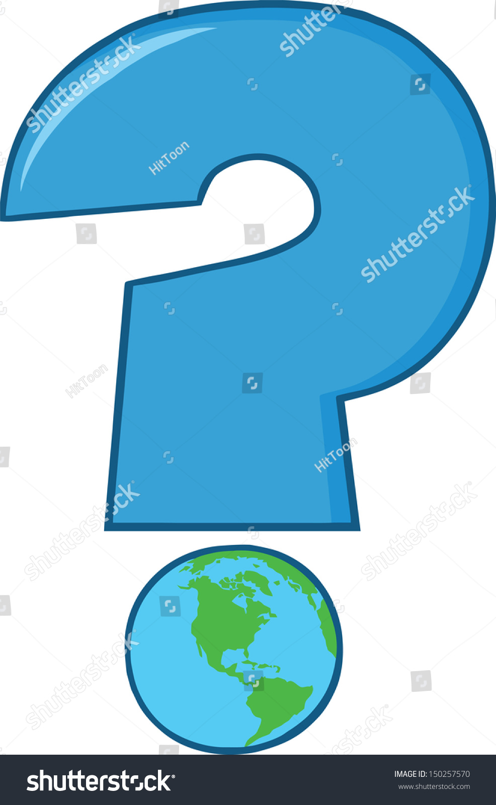 Cartoon Blue Question Mark World Globe Stock Vector (Royalty Free ...