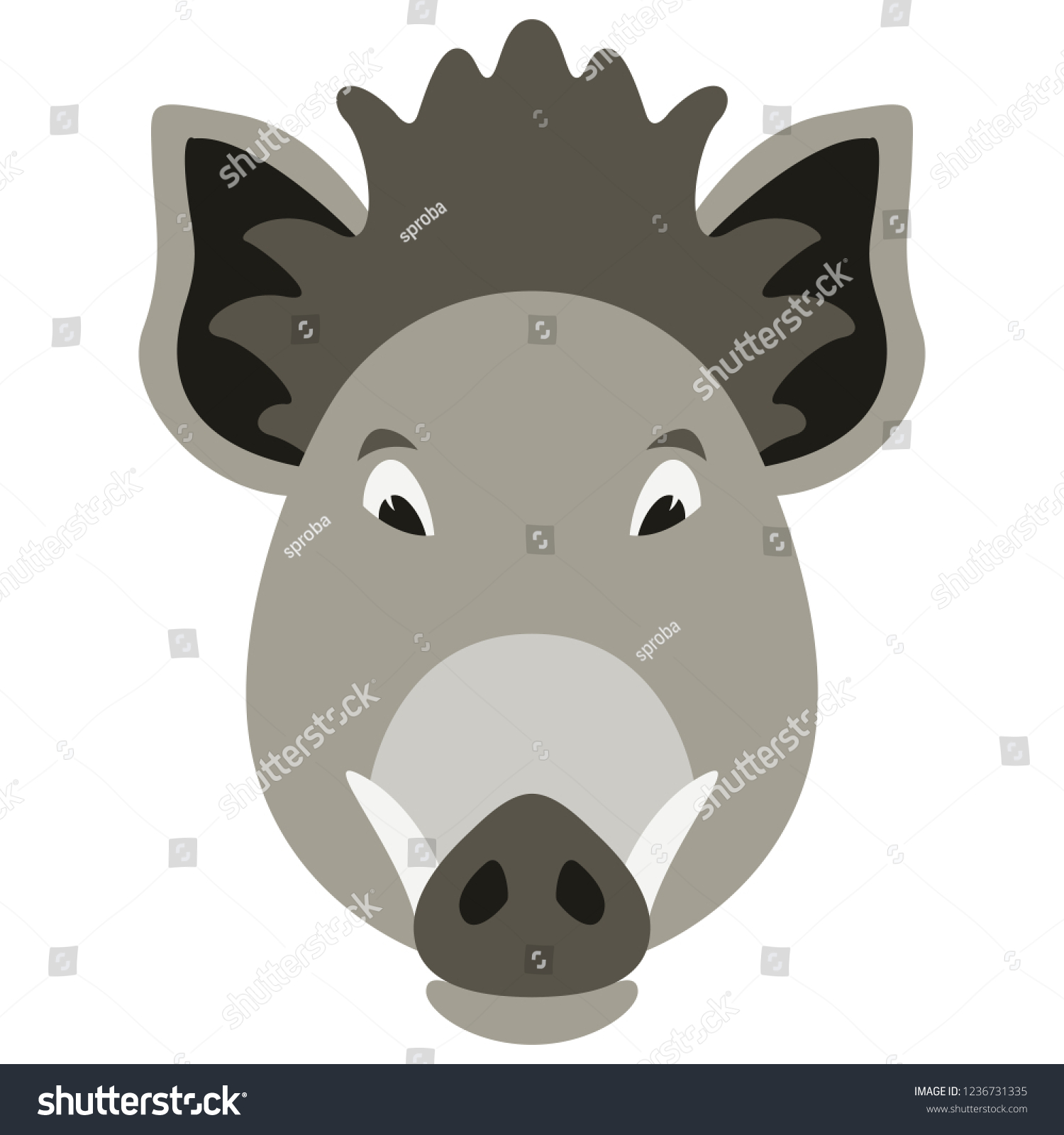 Cartoon Boar Faceflat Style Front View Stock Vector (Royalty Free ...