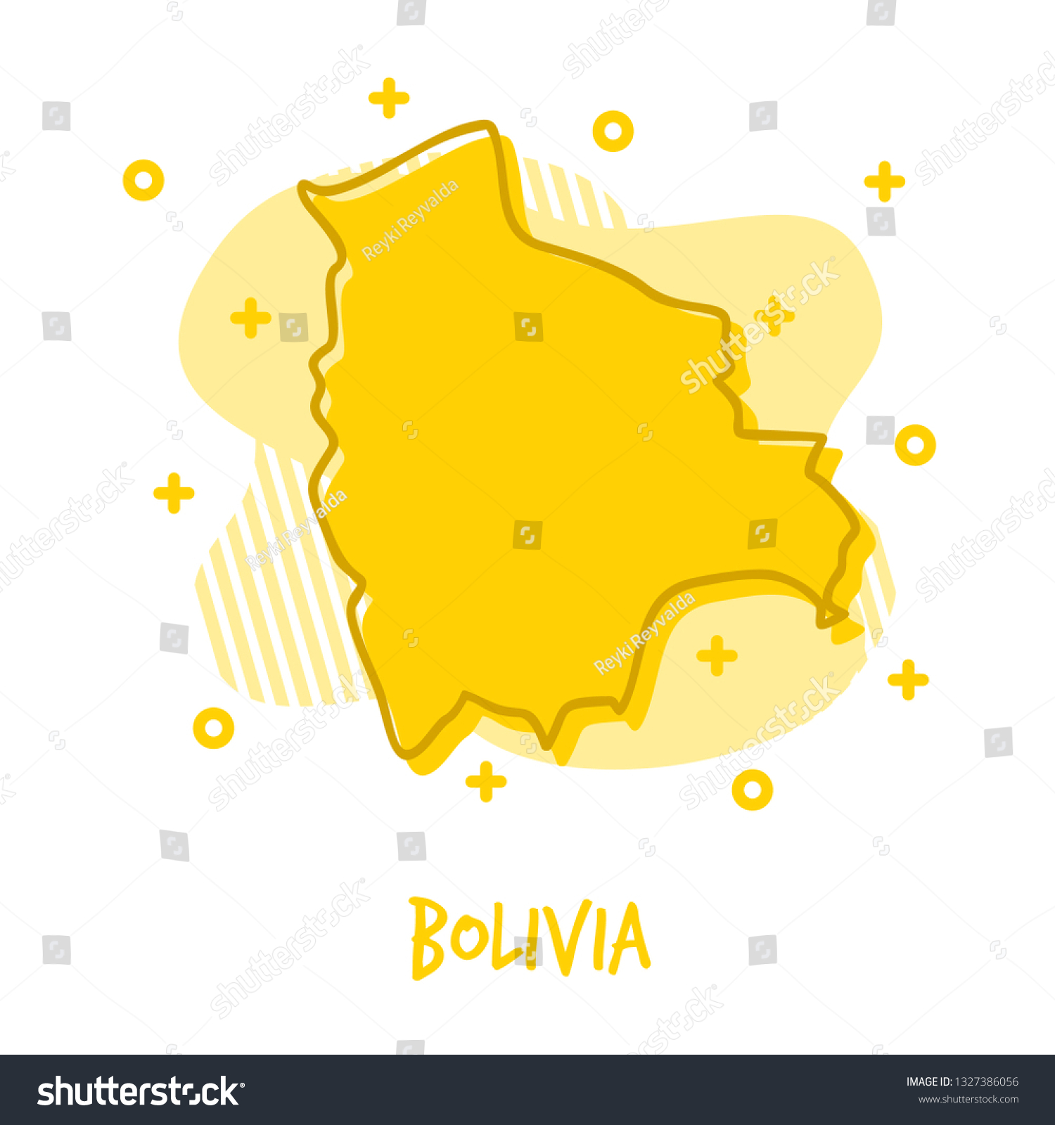 Cartoon Bolivia Map: vector de stock (libre de regalías) 1327386056 ...