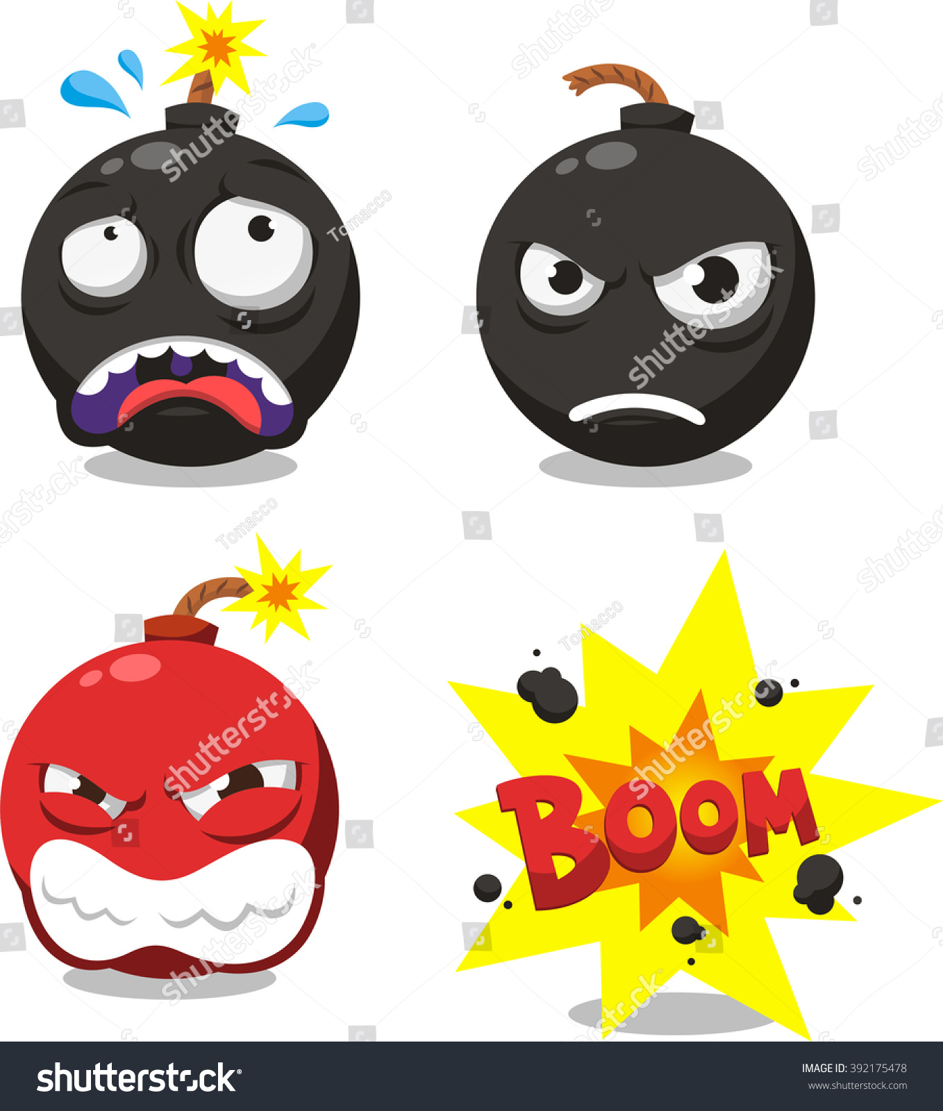 Cartoon Bomb Set 1 Stock Vector (Royalty Free) 392175478