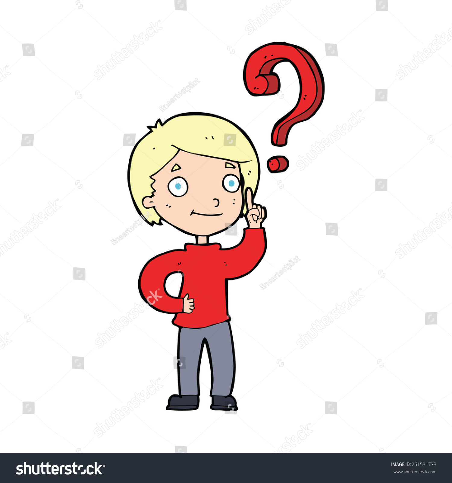Vektor Stok Cartoon Boy Asking Question (Tanpa Royalti) 261531773 ...