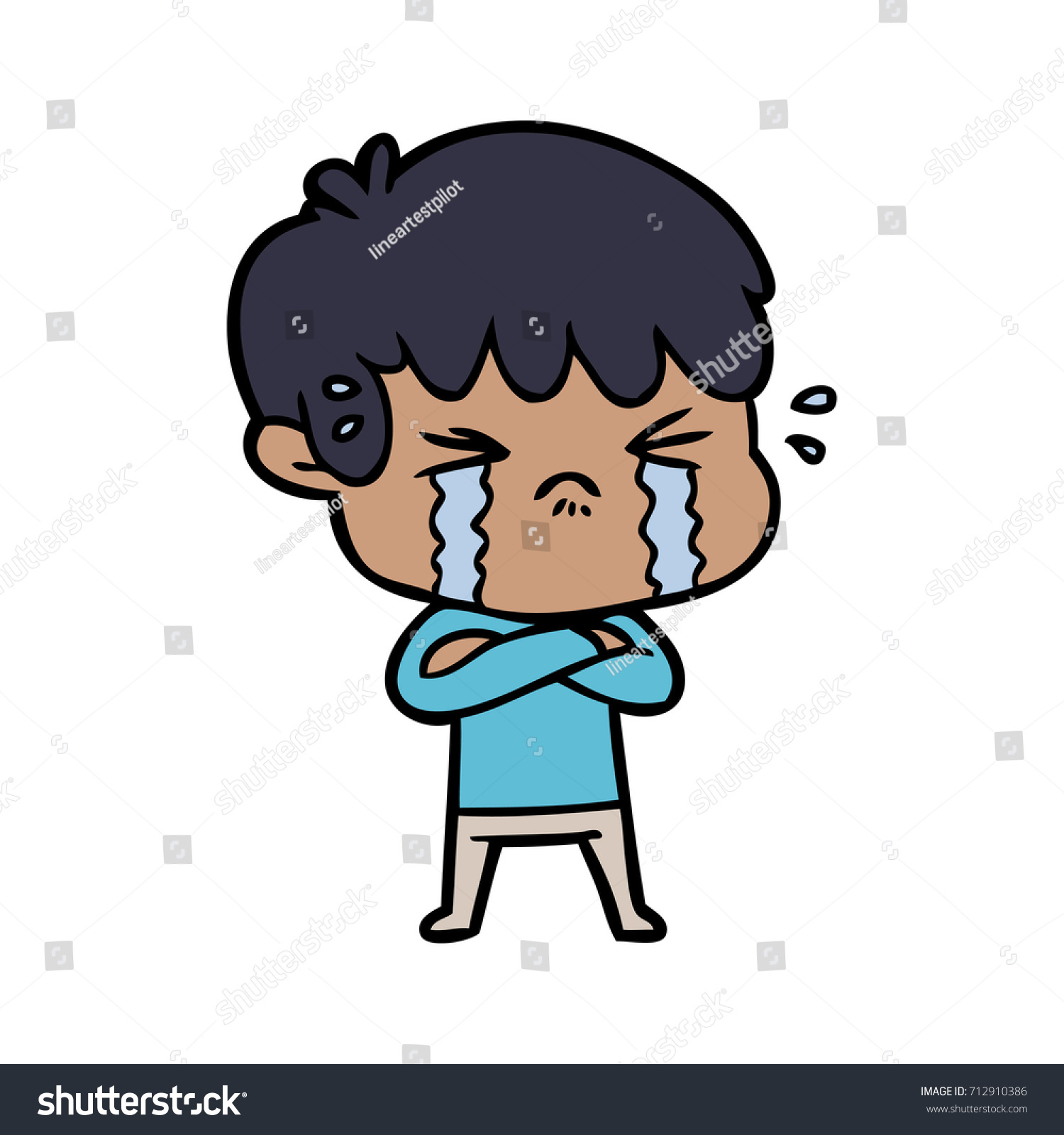 Cartoon Boy Crying: เวกเตอร์สต็อก (ปลอดค่าลิขสิทธิ์) 712910386 ...