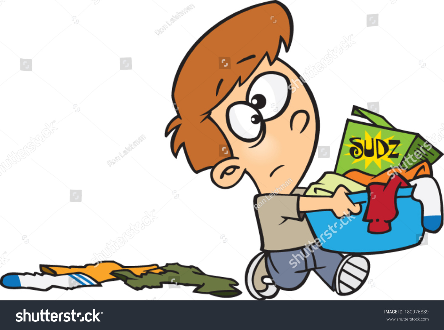 Cartoon Boy Doing His Laundry Stock Vector (Royalty Free) 180976889 ...