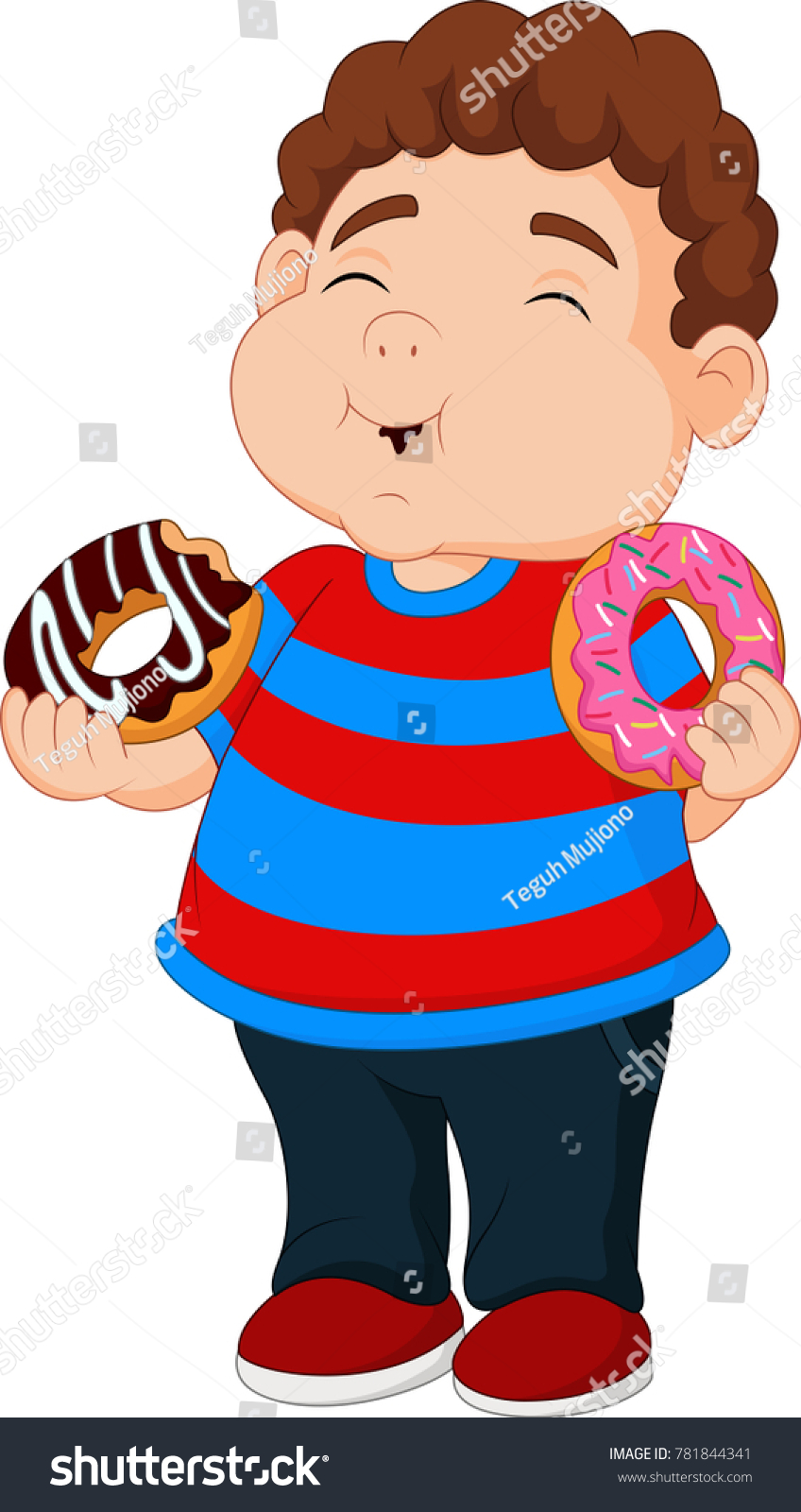 Cartoon Boy Eating Donuts Stock Vector (Royalty Free) 781844341