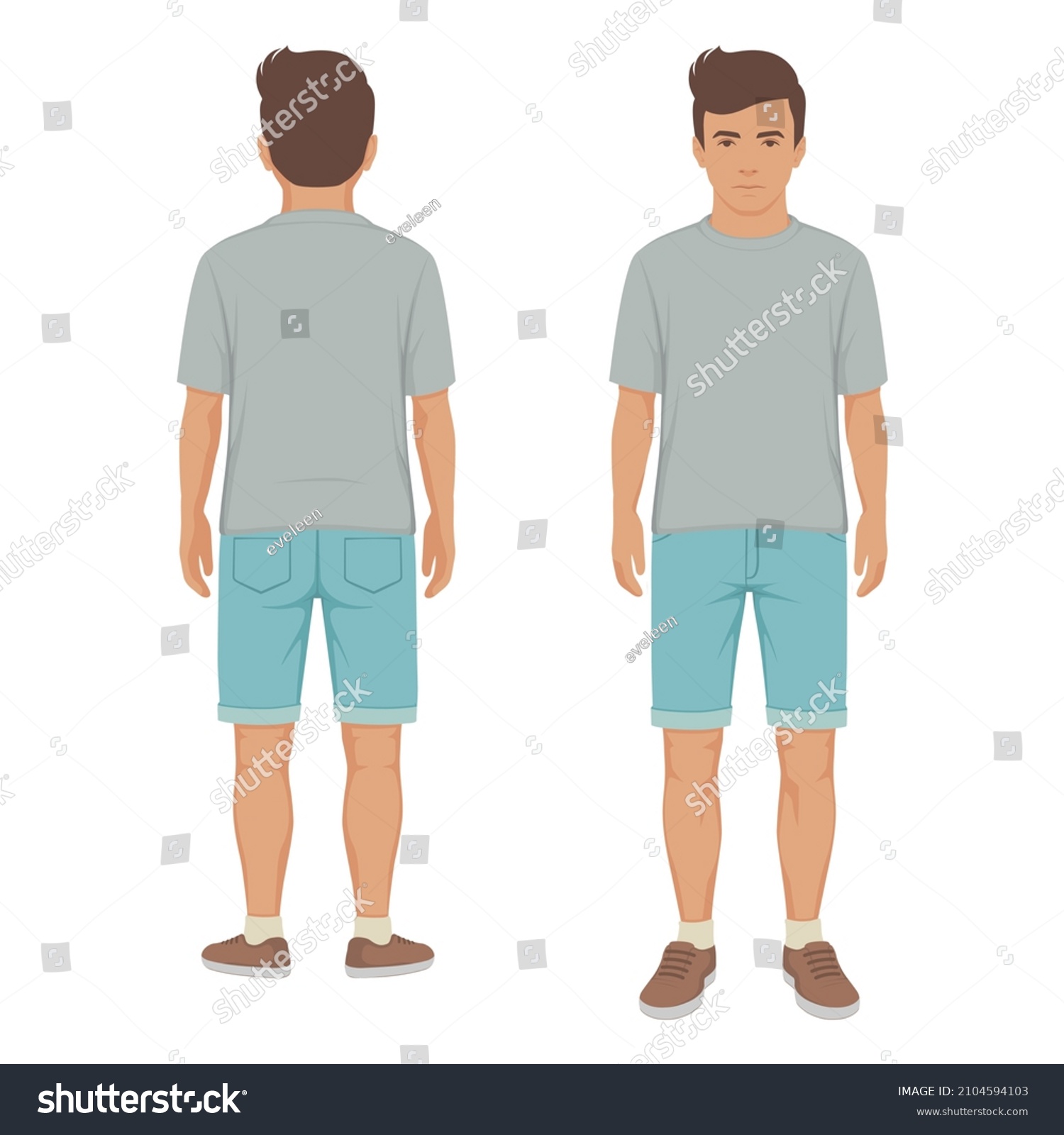 Cartoon Boy Front Side View Kid Stock Vector (Royalty Free) 2104594103