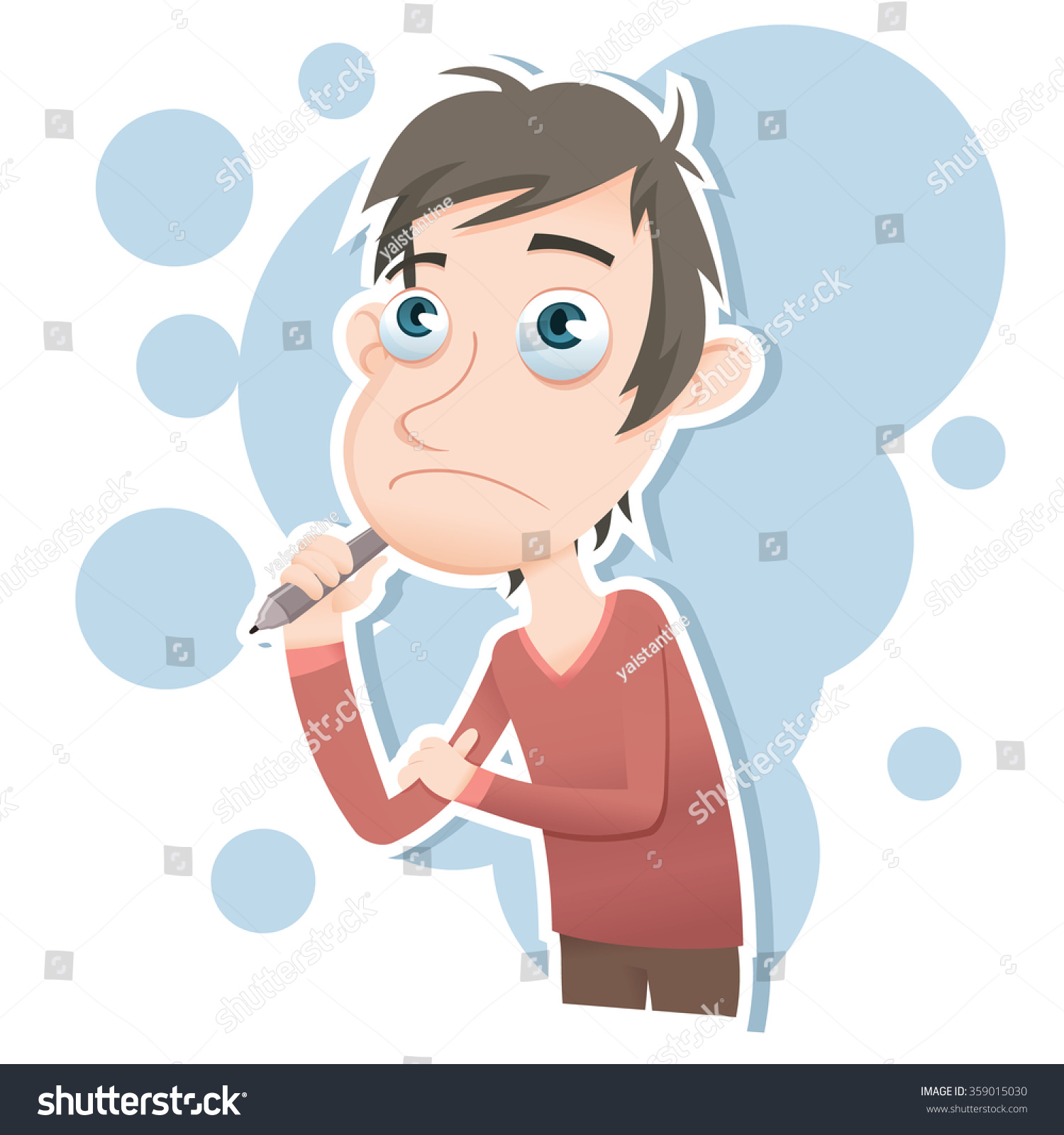 Cartoon Boy Thinking Pose: vector de stock (libre de regalías) 359015030