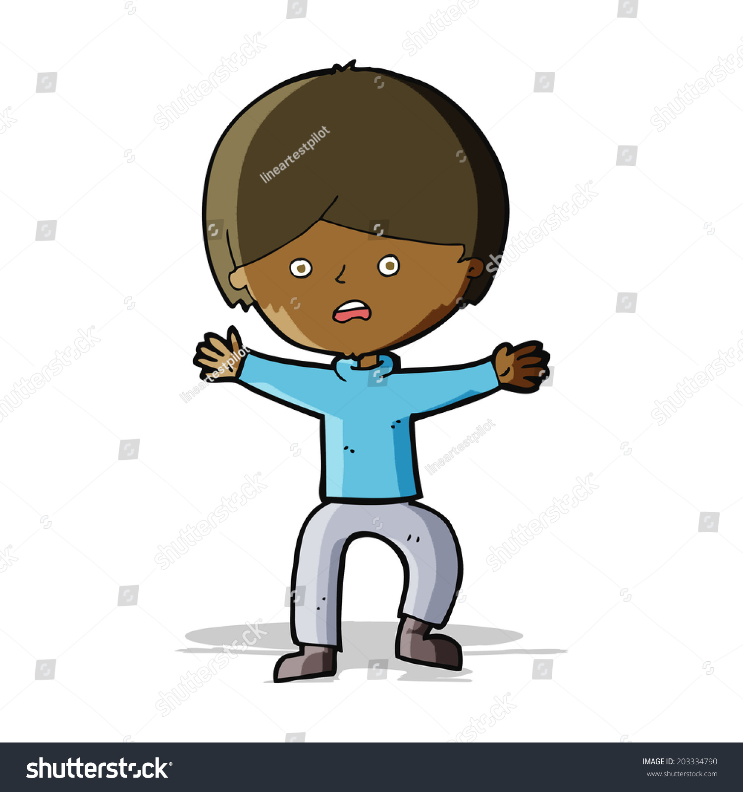 niño de caricatura en pánico: vector de stock (libre de regalías ...