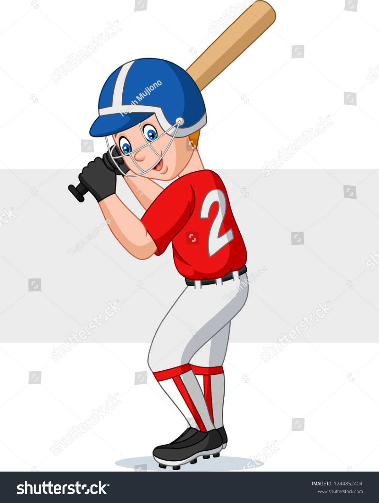 Cartoon Boy Playing Baseball Stock Vector (Royalty Free) 1244852404
