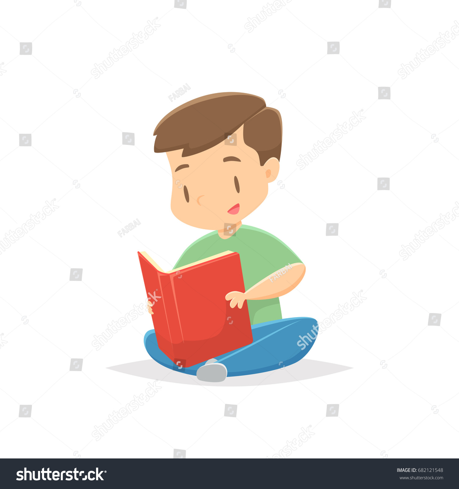 Cartoon Boy Reading Book Vector Illustration Stock Vector (Royalty Free ...