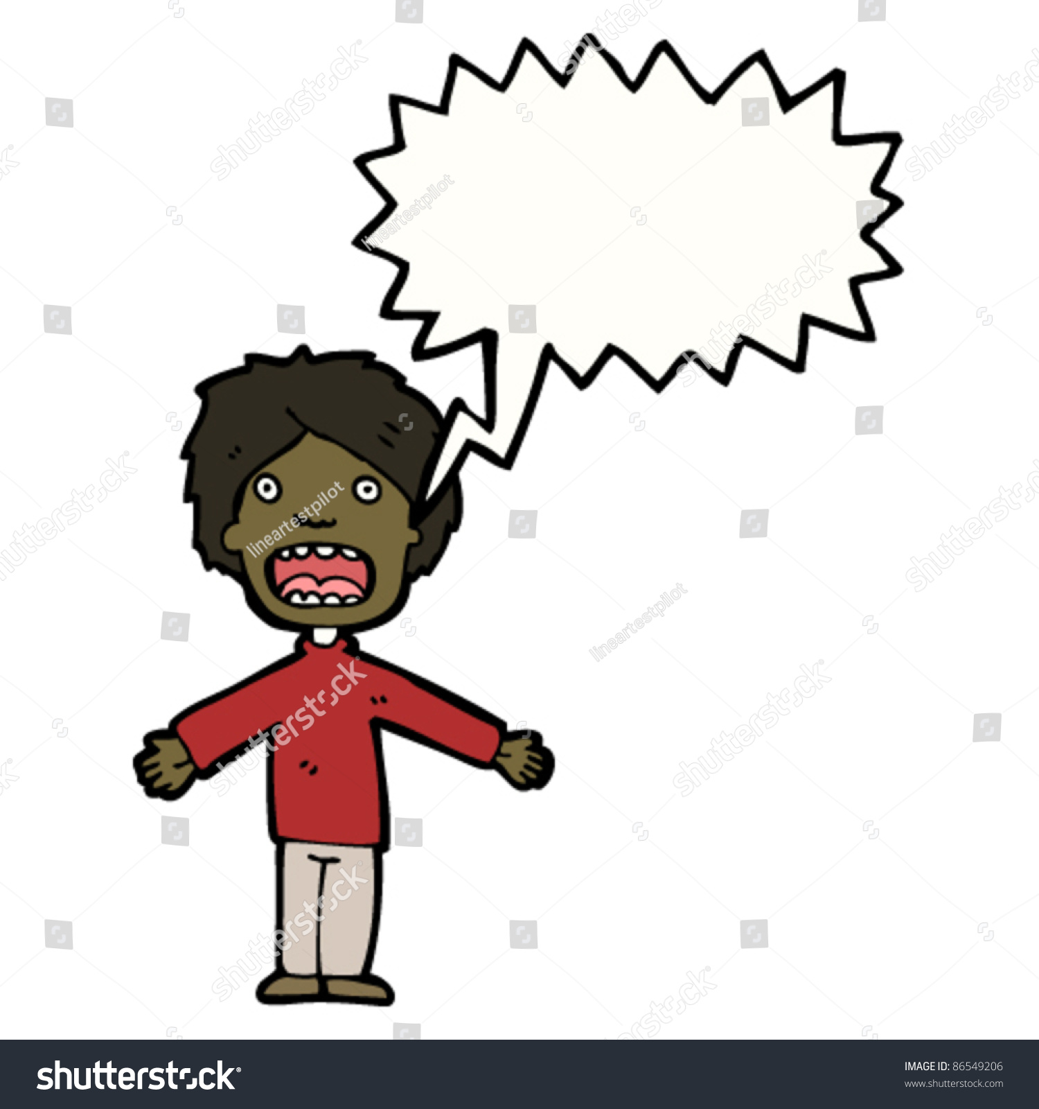 Cartoon Boy Shouting Warning Stock Vector (Royalty Free) 86549206