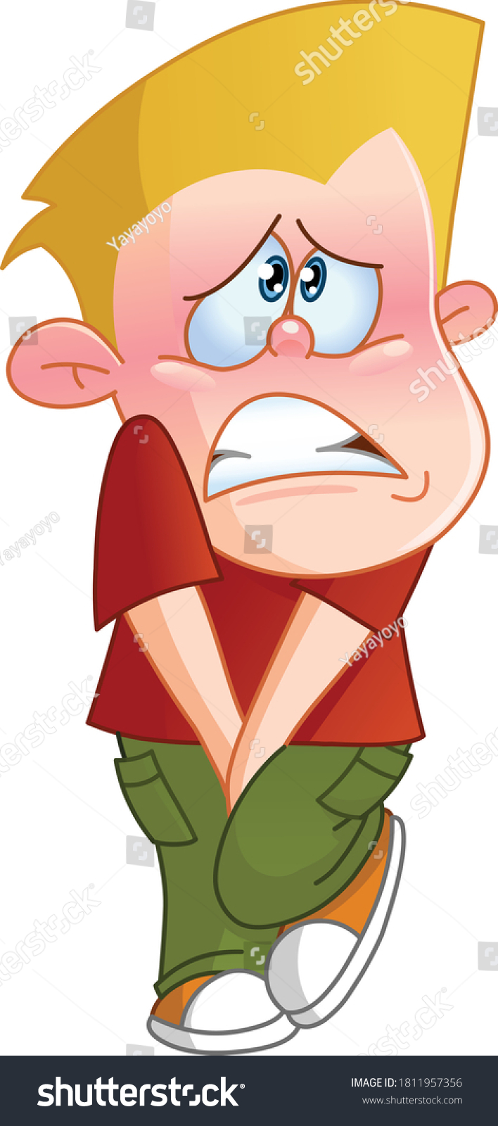 Cartoon Boy Trying Hold His Pee: vetor stock (livre de direitos) 1811957356 Cartoon Boy Trying Hold His Pee: vetor stock (livre de direitos) 1811957356