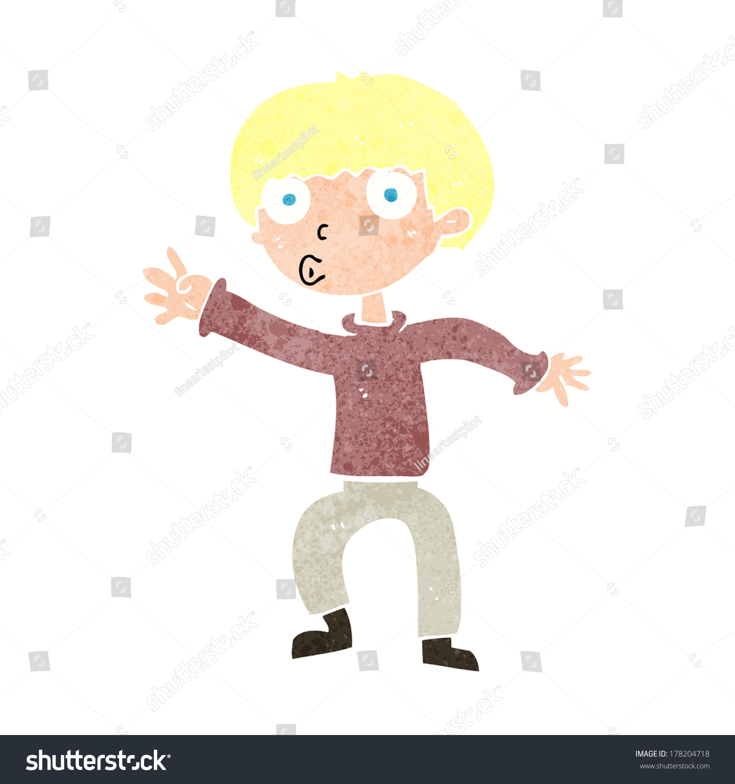 Cartoon Boy Waving Warning: เวกเตอร์สต็อก (ปลอดค่าลิขสิทธิ์) 178204718 ...