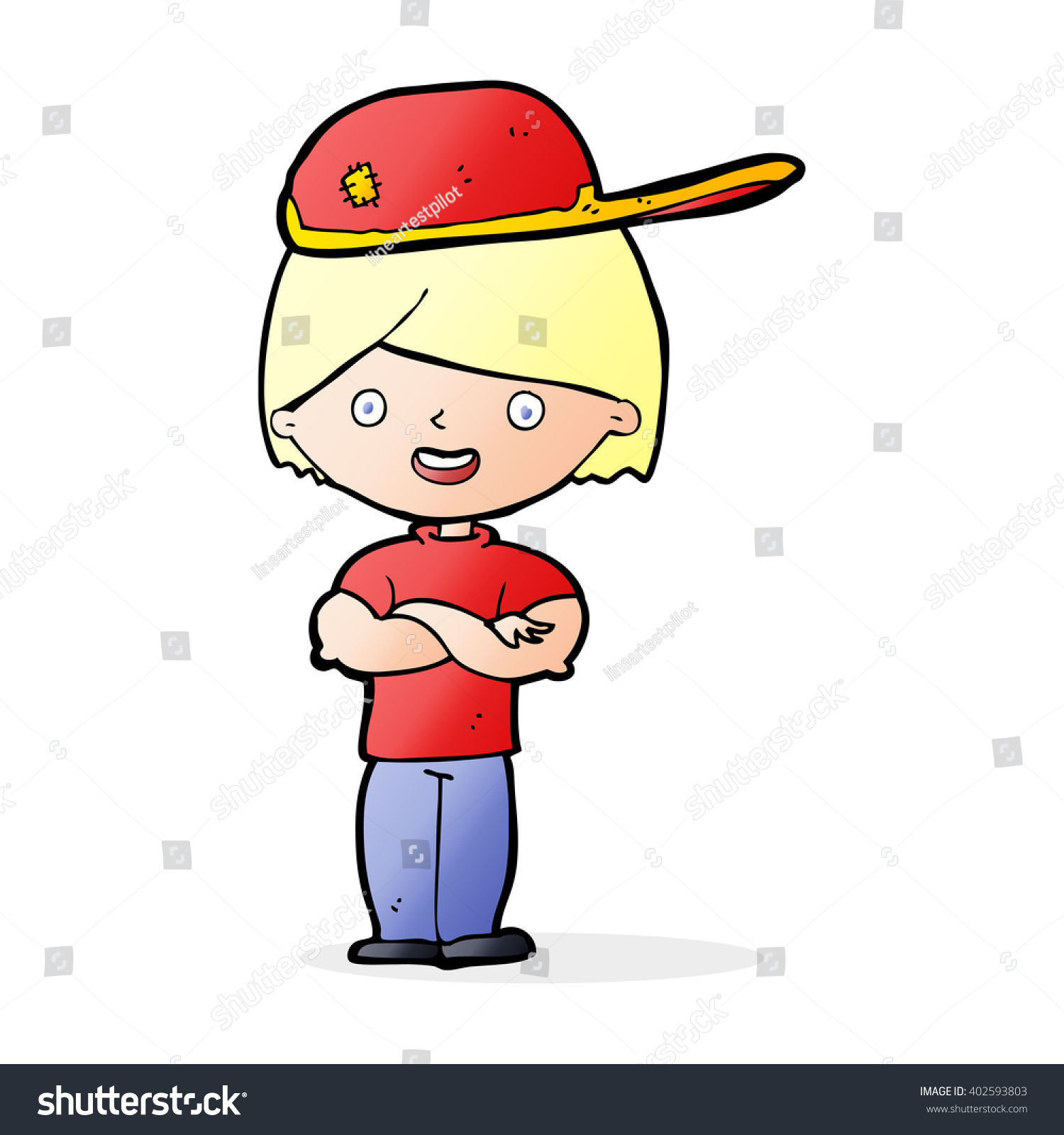 Cartoon Boy Wearing Cap Stock Vector (Royalty Free) 402593803