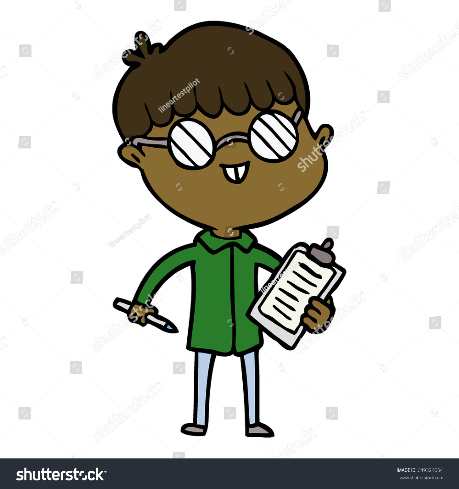 Cartoon Boy Wearing Spectacles Stock Vector (Royalty Free) 649324054 ...