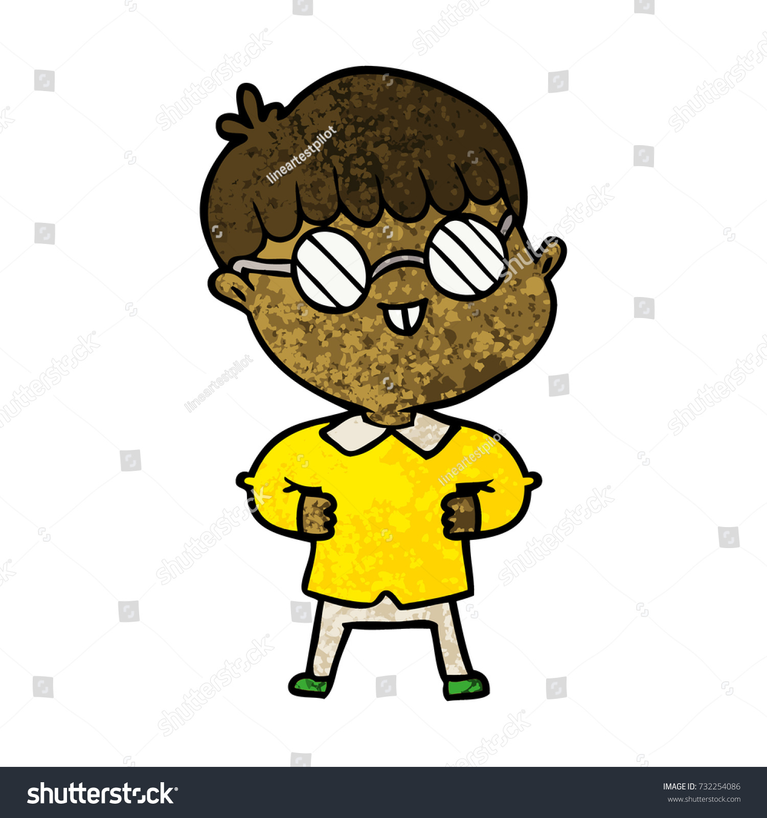 Cartoon Boy Wearing Spectacles Stock Vector (Royalty Free) 732254086 ...