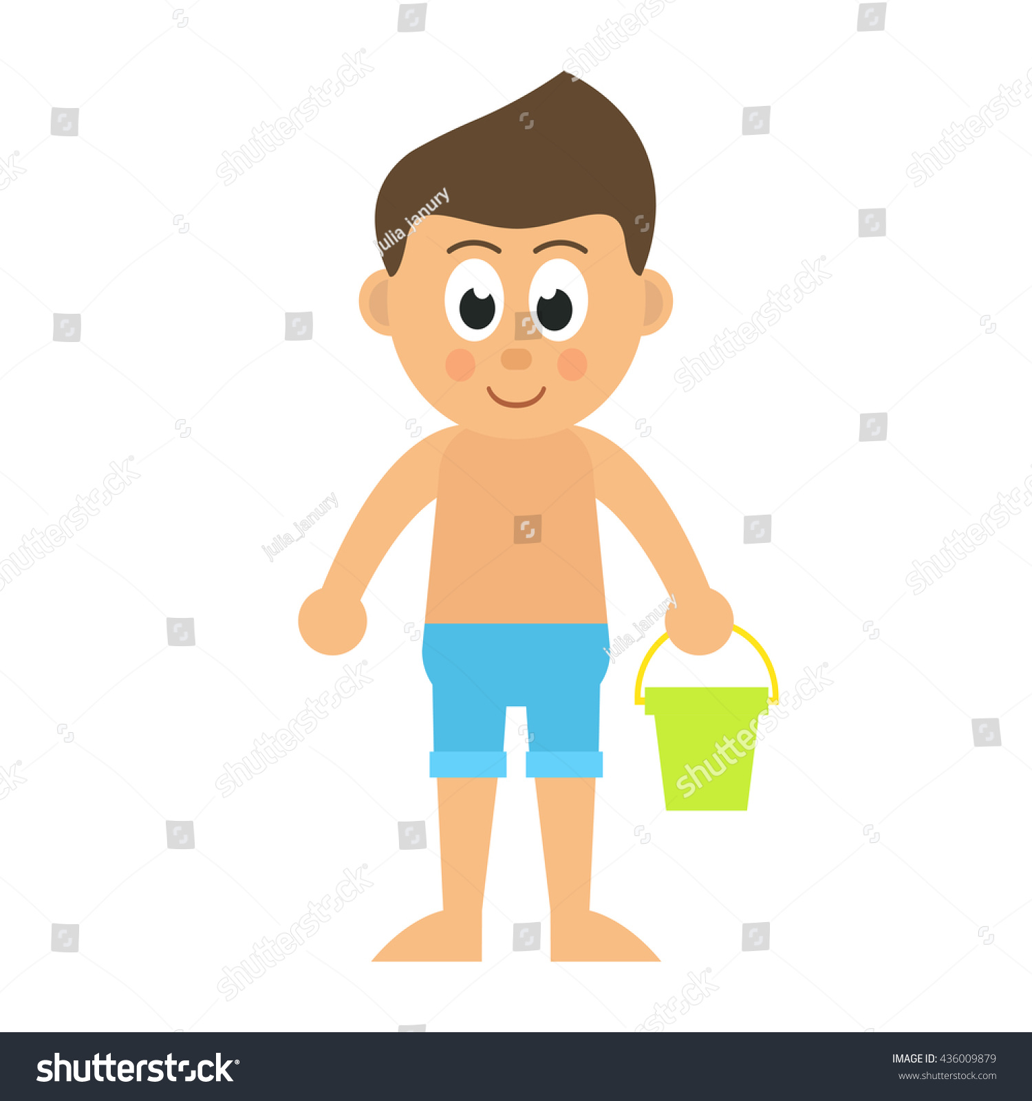 Cartoon Boy Bucket Stock Vector (Royalty Free) 436009879
