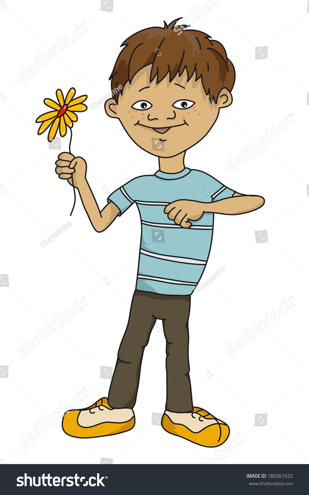Cartoon Boy Flower Vector Stock Vector (Royalty Free) 189261632 ...