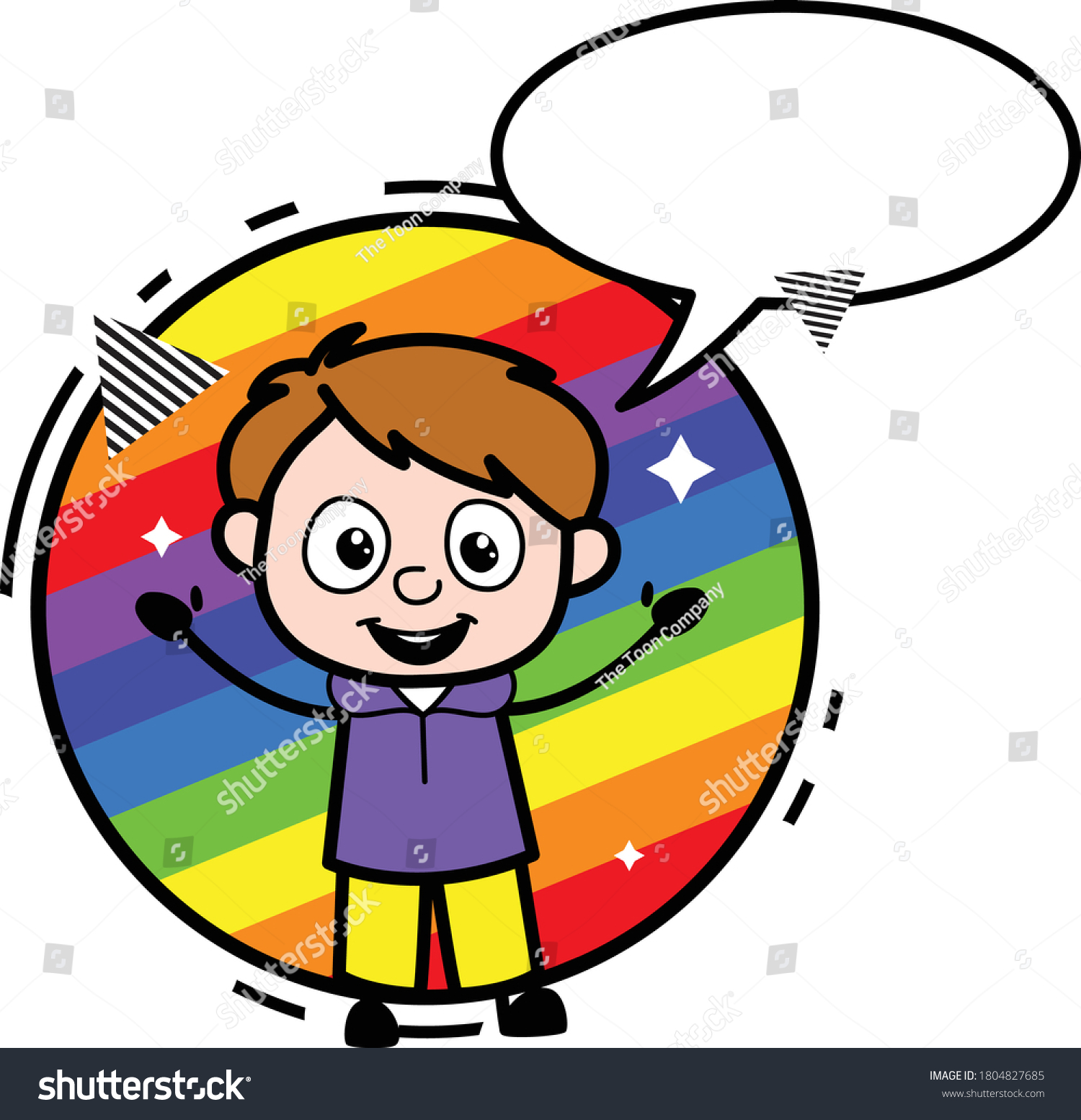 Cartoon Boy Rainbow Background: เวกเตอร์สต็อก (ปลอดค่าลิขสิทธิ์ ...