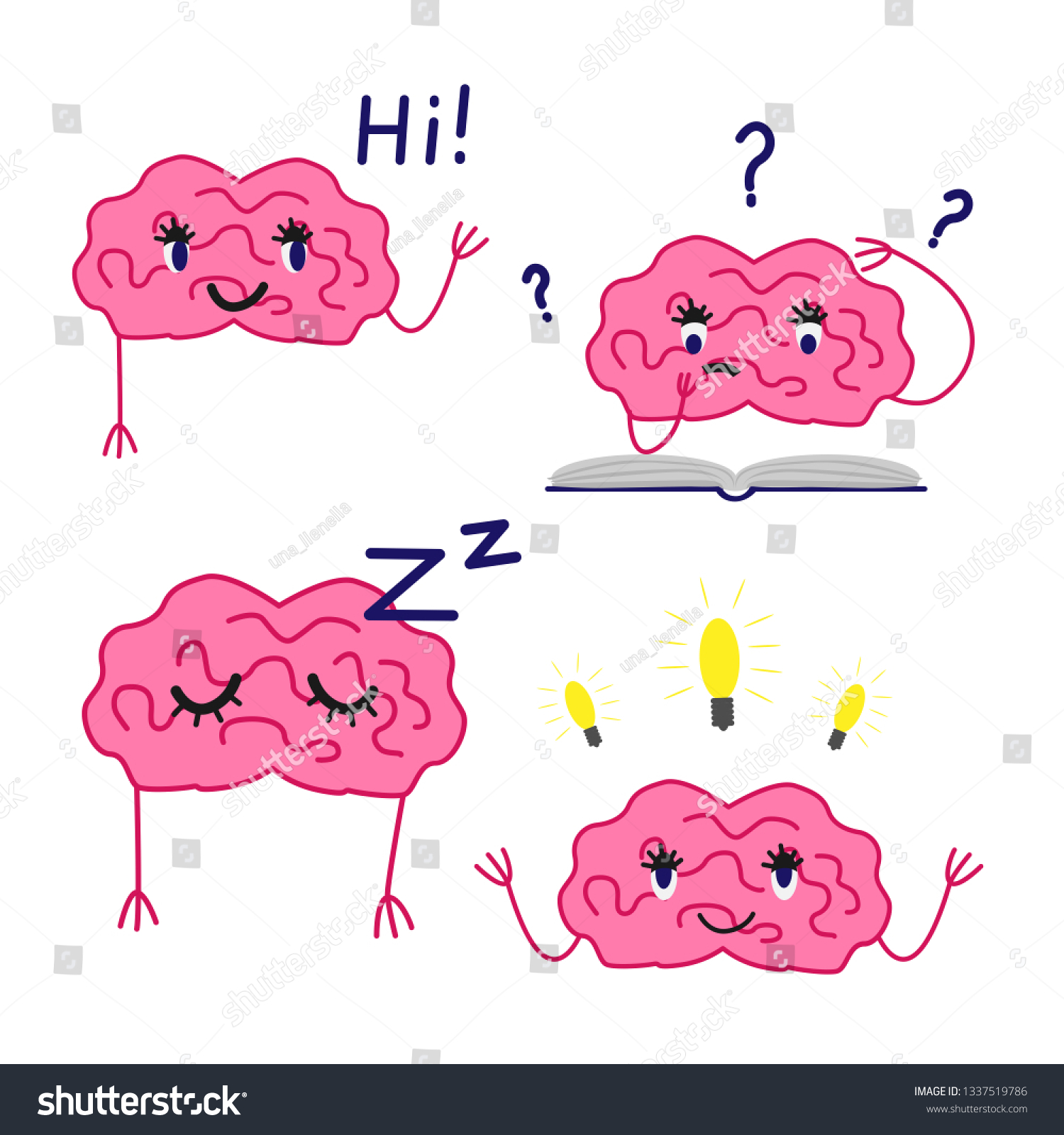 Cartoon Brain Character Isolated Vector Illustration: vector de stock ...