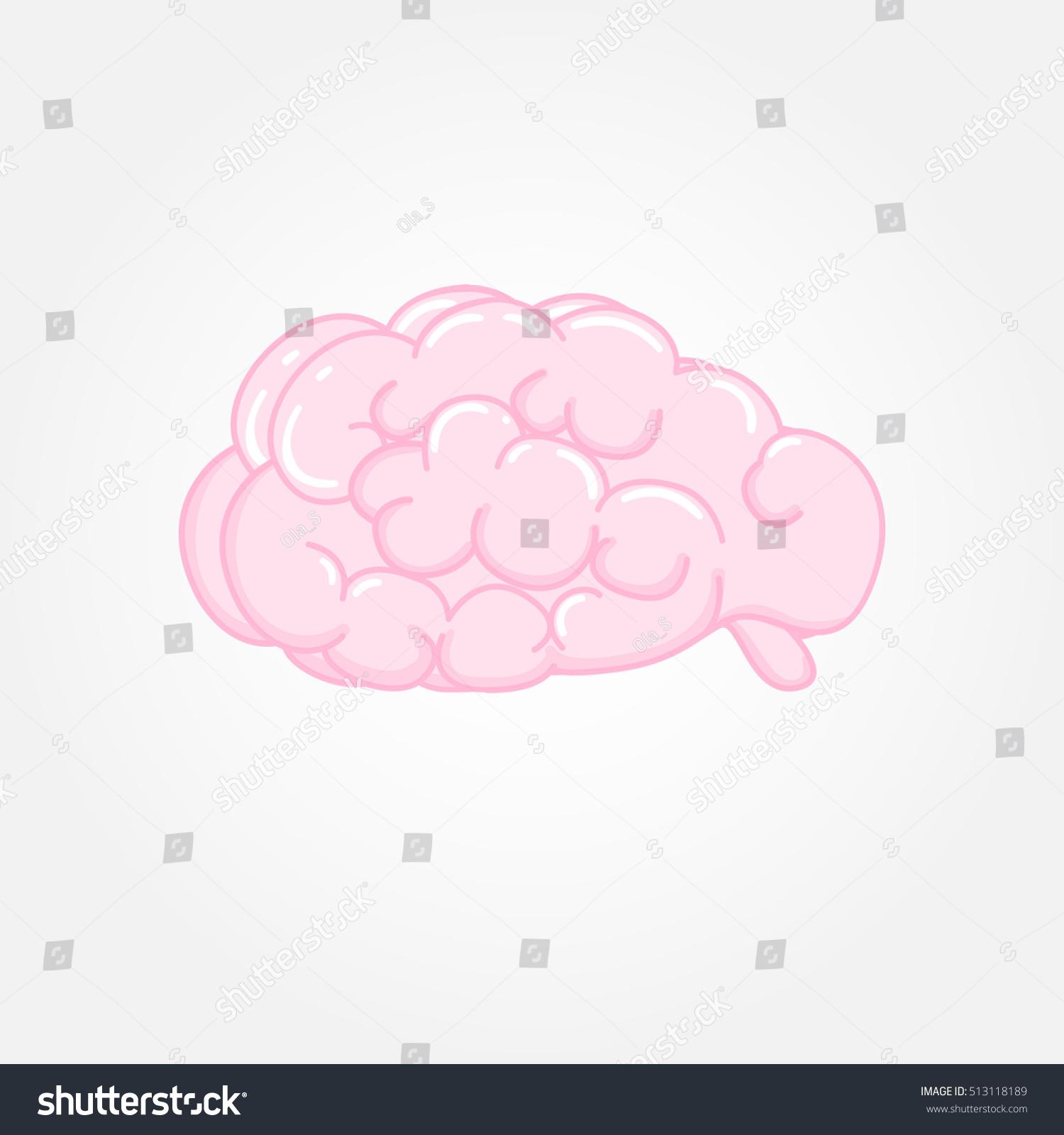Cartoon Brain Flat Design Stock Vector (Royalty Free) 513118189 ...