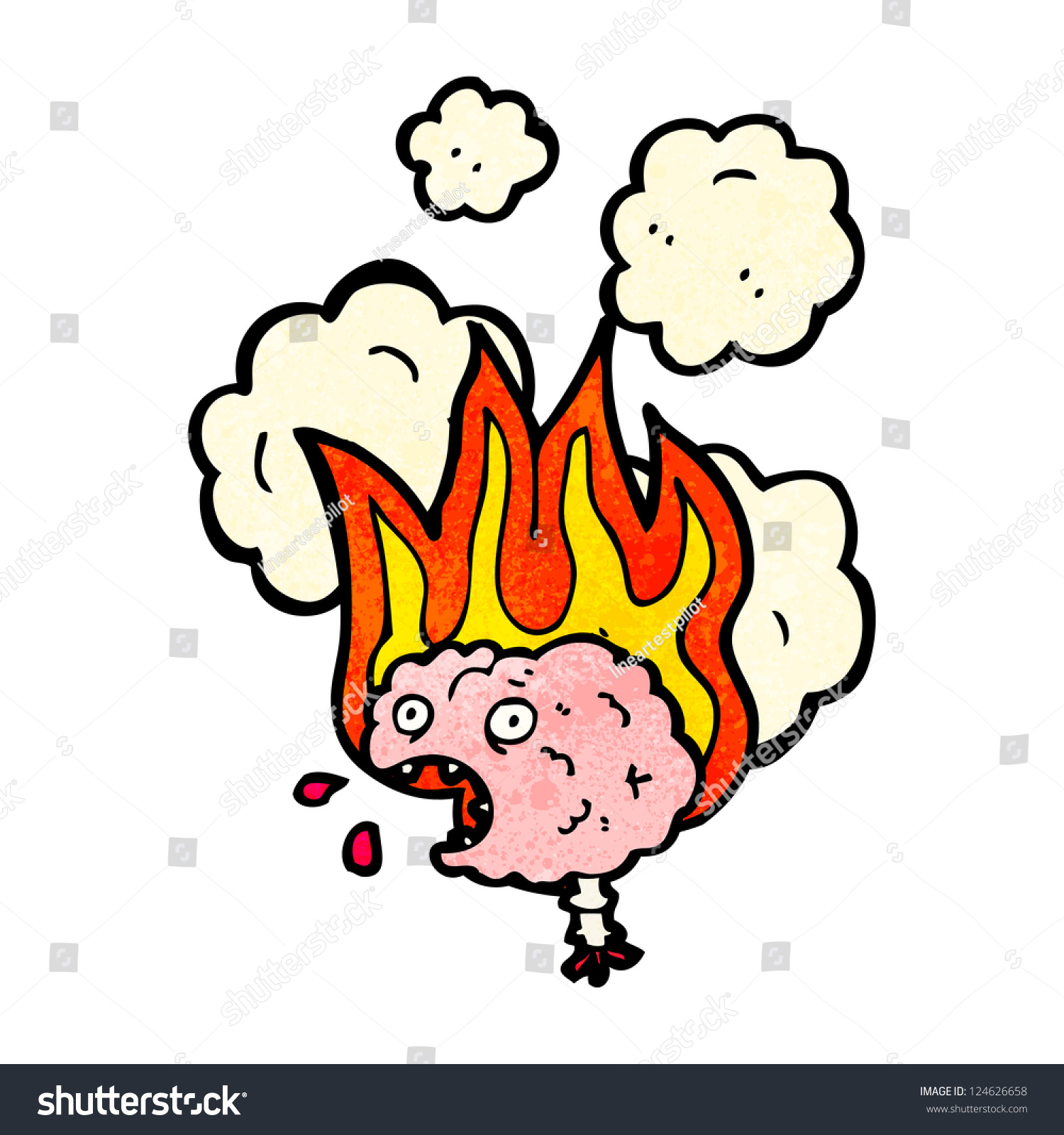 Cartoon Brain On Fire: เวกเตอร์สต็อก (ปลอดค่าลิขสิทธิ์) 124626658 ...