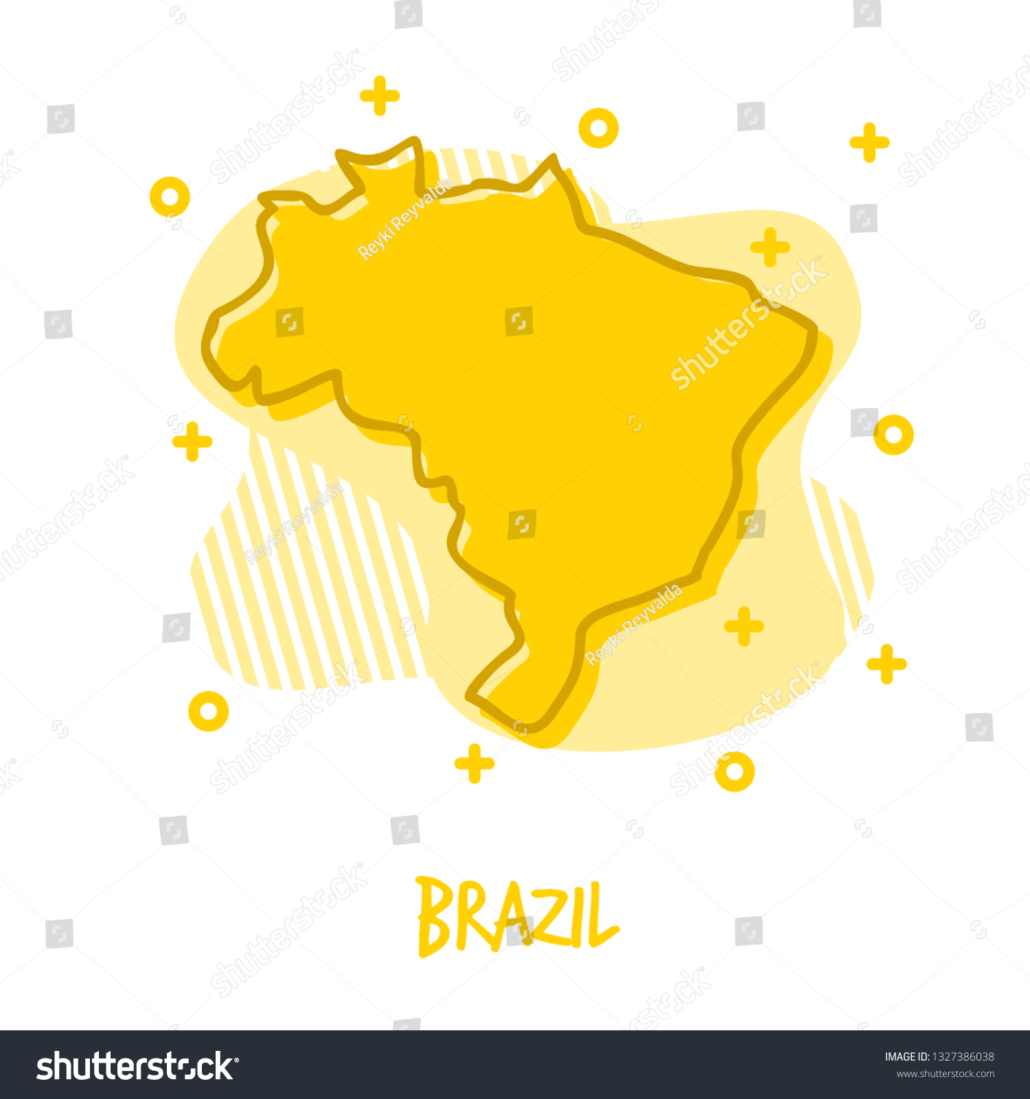 Cartoon Brazil Map Stock Vector (Royalty Free) 1327386038