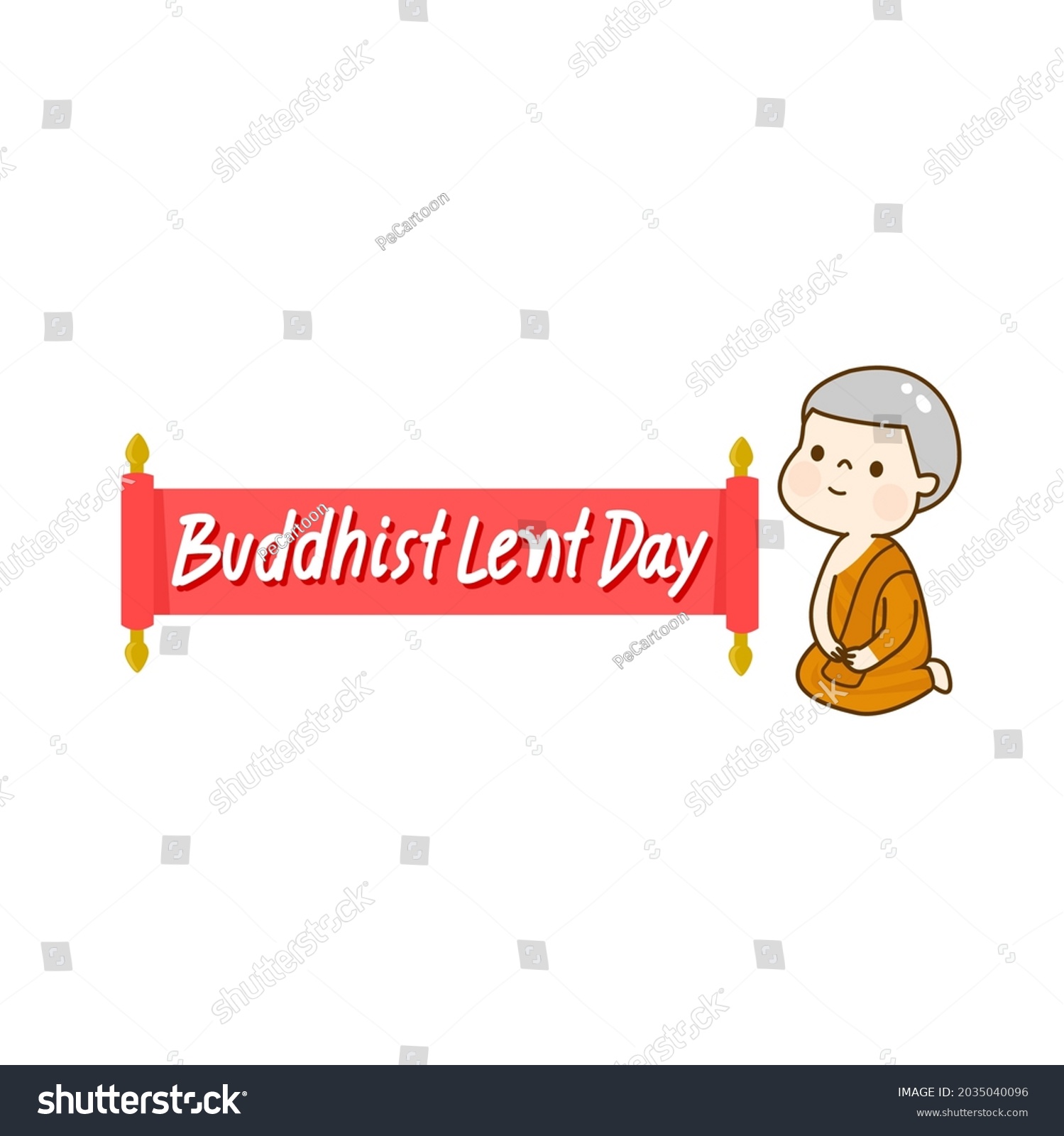 Cartoon Buddhist Lent Day Vector Stock Vector (Royalty Free) 2035040096 ...