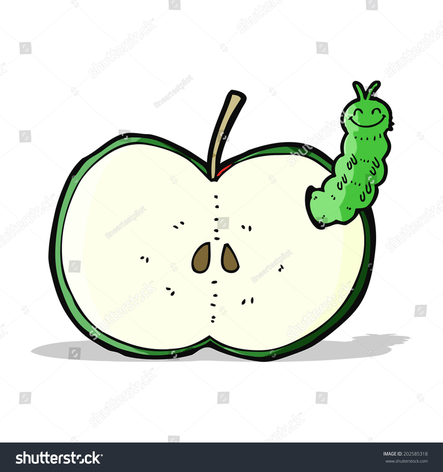 Cartoon Bug Eating Apple Stock Vector (Royalty Free) 202585318 ...