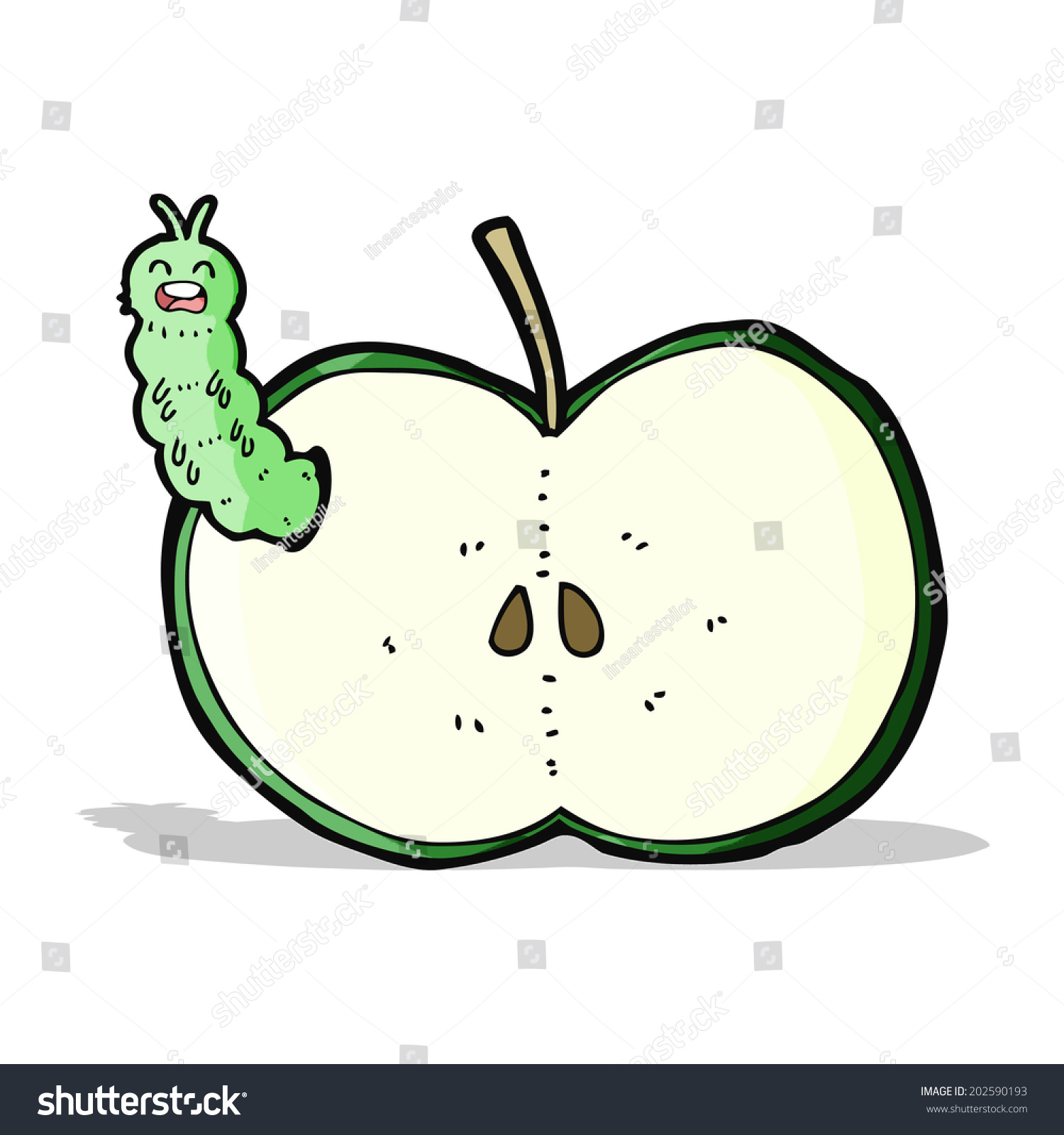 Cartoon Bug Eating Apple Stock Vector (Royalty Free) 202590193