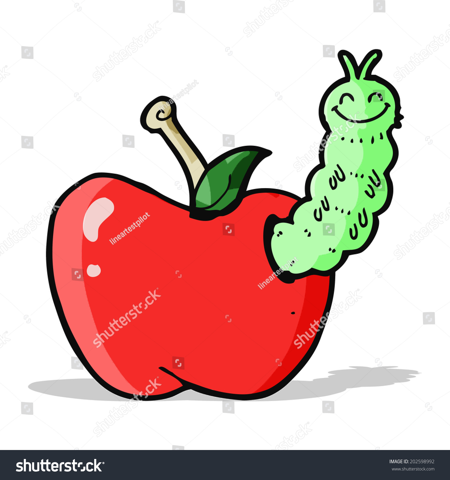 Cartoon Bug Eating Apple Stock Vector (Royalty Free) 202598992
