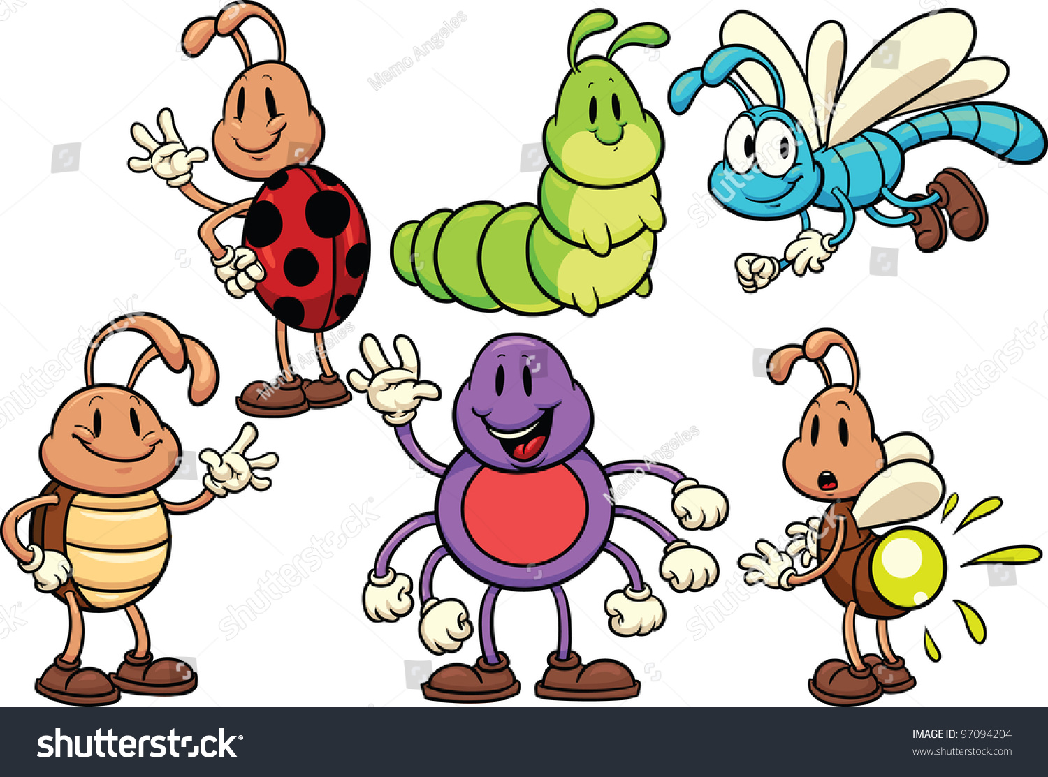 Cartoon Bugs. Vector Illustration. Each In A Separate Layer For Easy ...