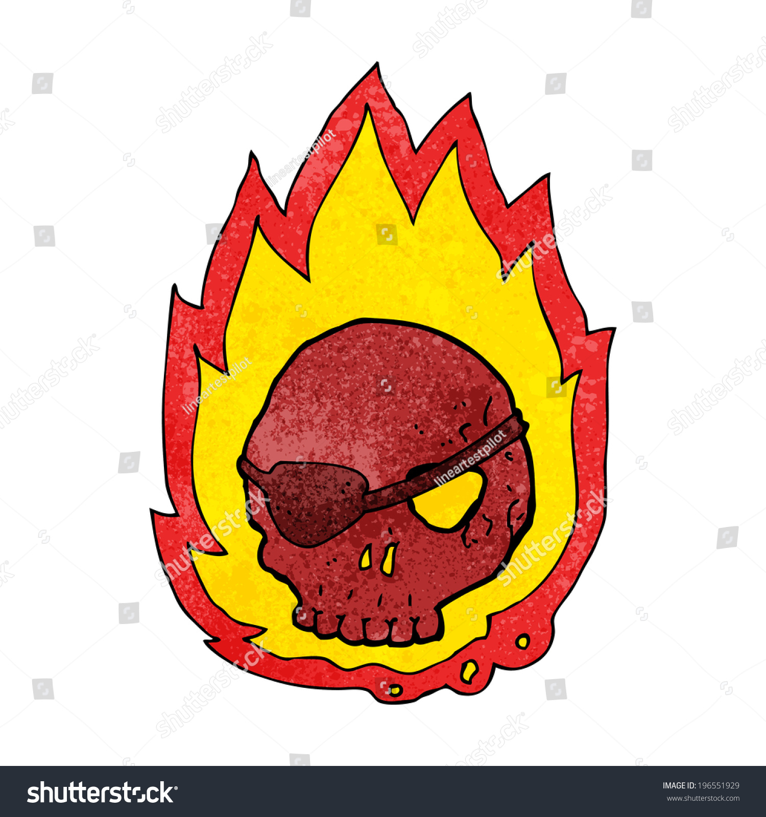 Cartoon Burning Skull Stock Vector (Royalty Free) 196551929 | Shutterstock